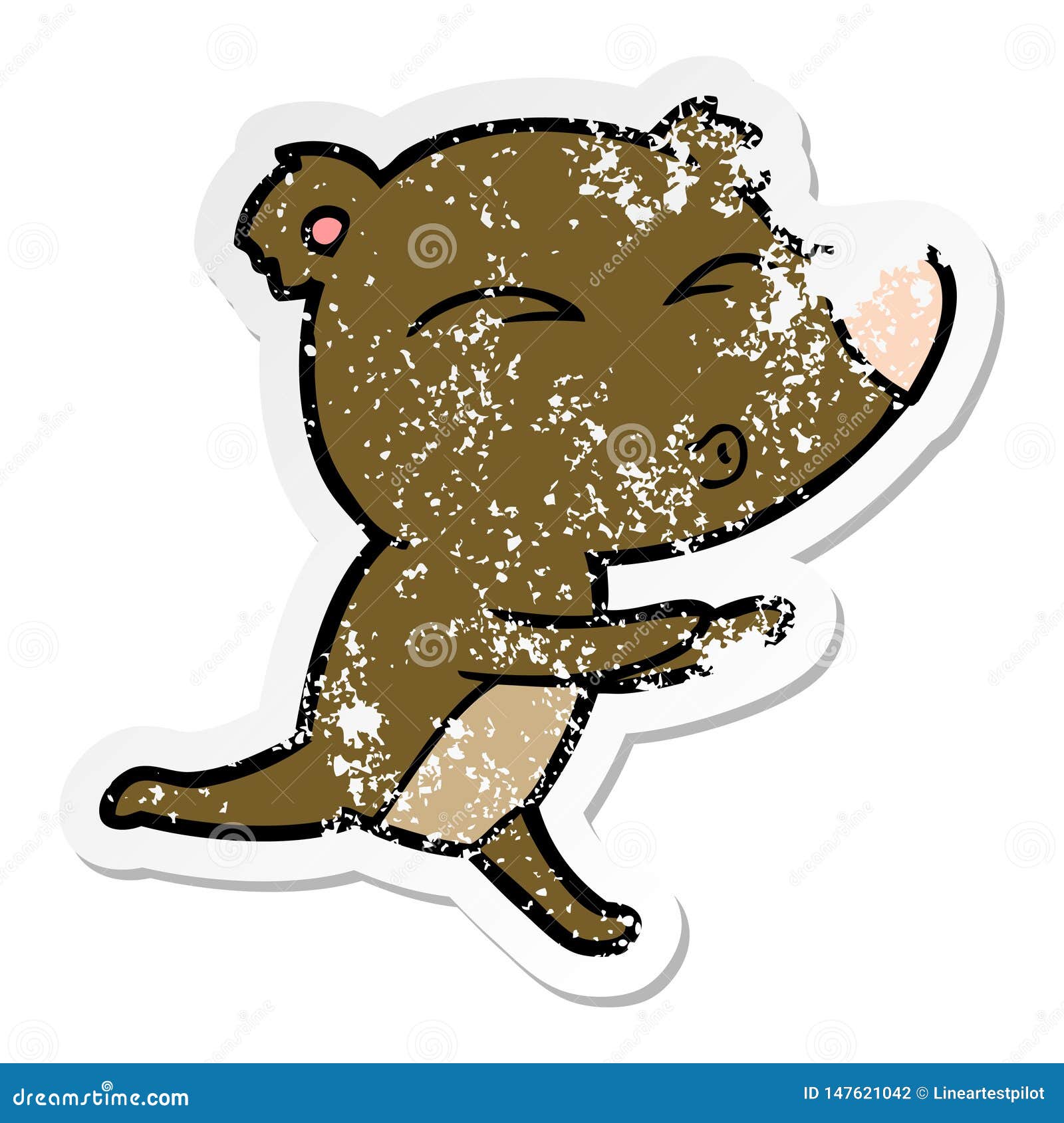 Distressed Sticker of a Cartoon Running Bear Stock Vector ...