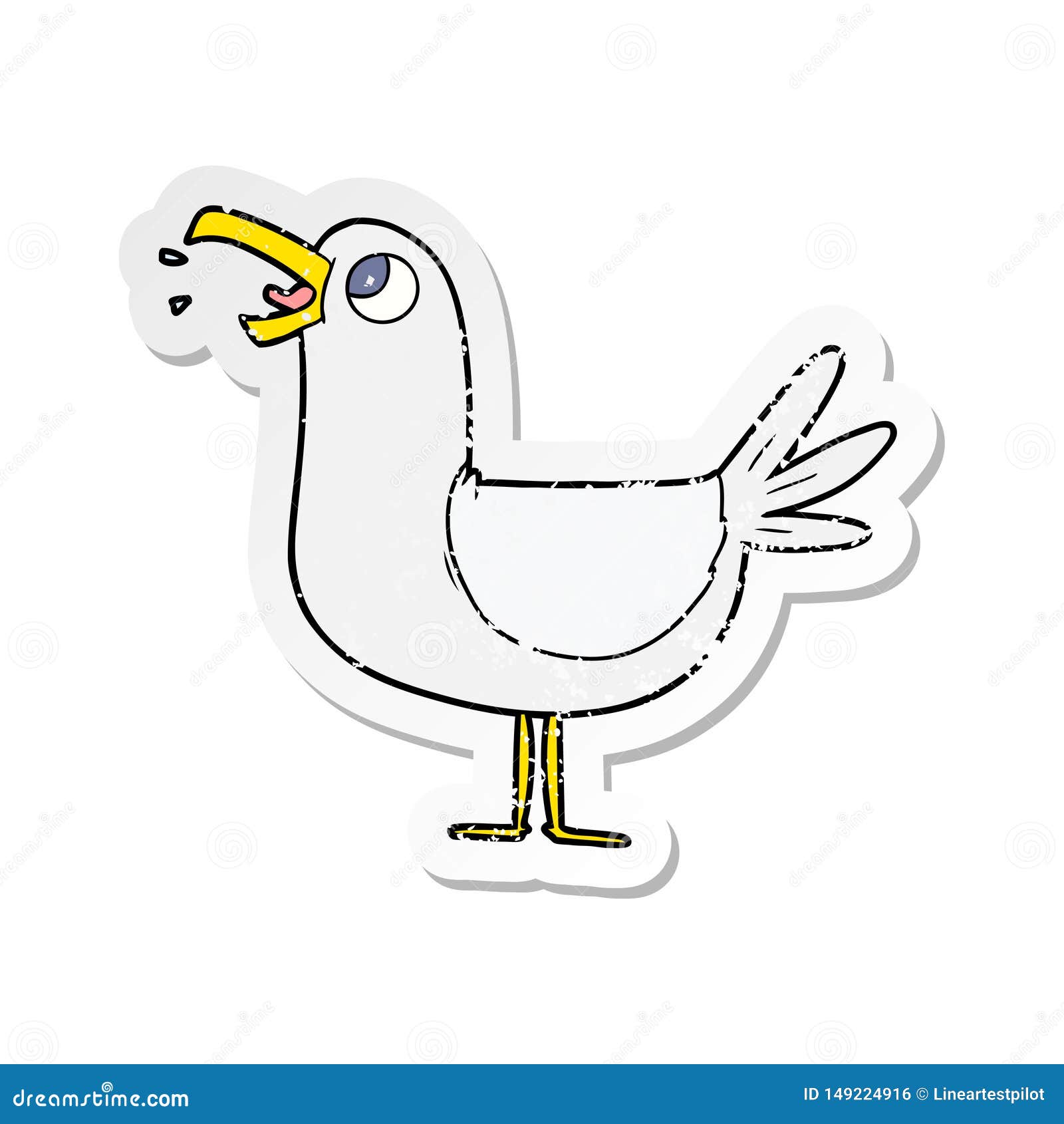 Distressed Sticker of a Cartoon Seagull Stock Vector - Illustration of ...