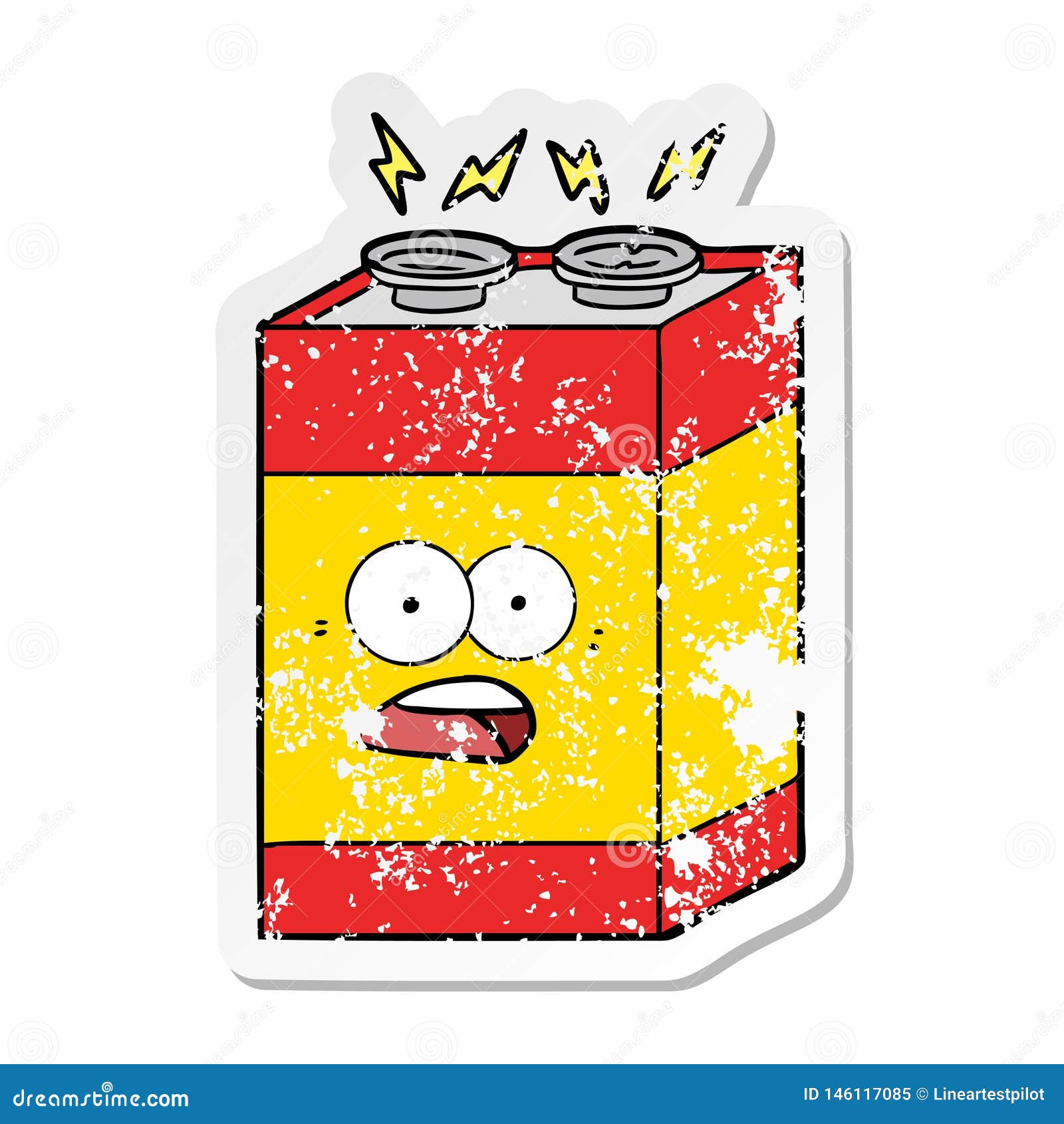 Distressed Sticker of a Cartoon Shocked Battery Stock Vector ...