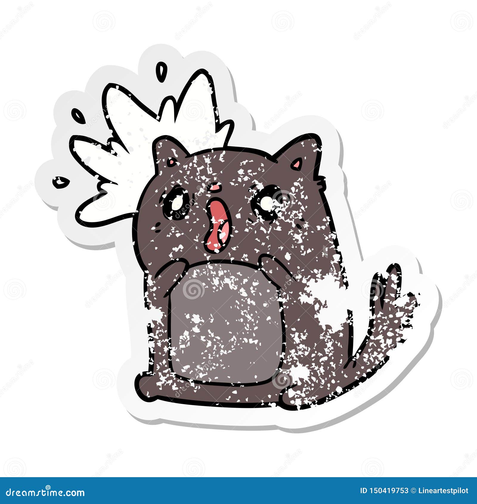 Distressed Sticker of a Cartoon Shocked Cat Stock Vector - Illustration ...