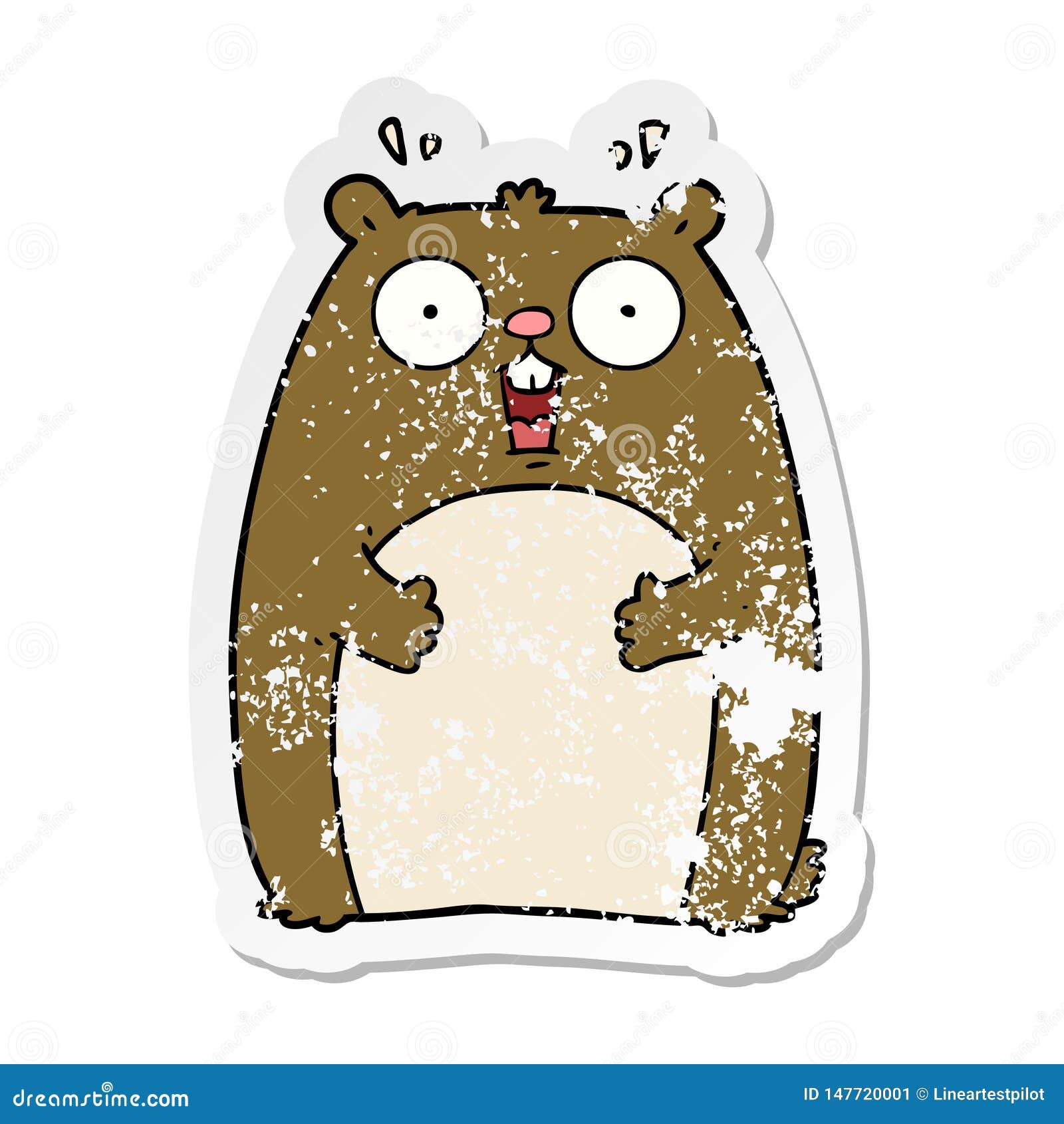 Distressed Sticker of a Cartoon Shocked Ground Hog Stock Vector ...
