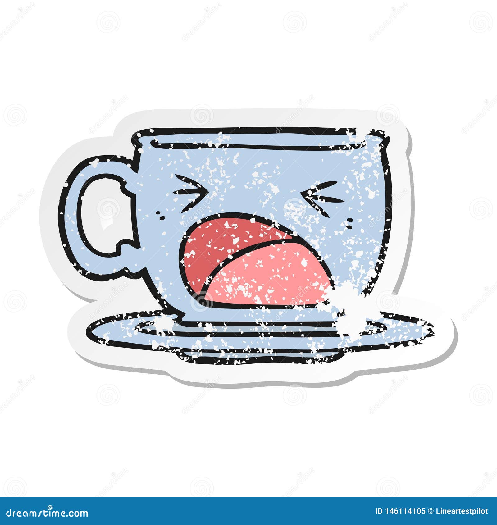 Distressed Sticker of a Cartoon Shouting Tea Cup Stock Vector ...