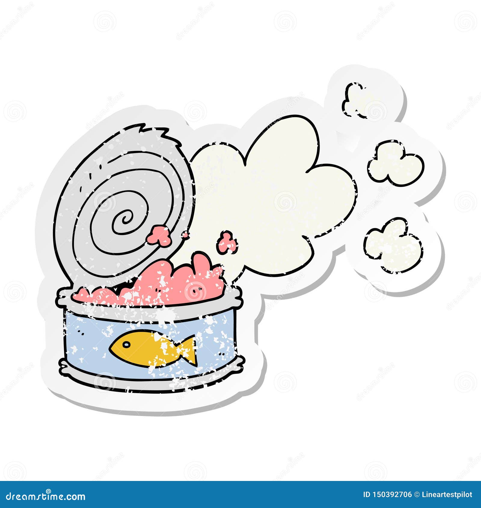 Distressed Sticker of a Cartoon Smelly Can of Fish Stock Vector ...