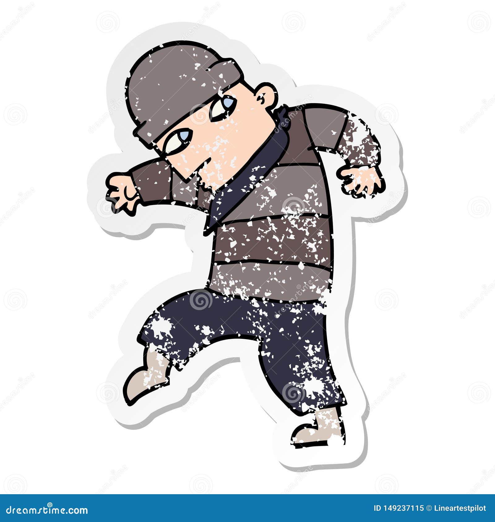 Sneaking Thief, Burglar Or Robber Holding Gun And Carrying Case Full Of ...