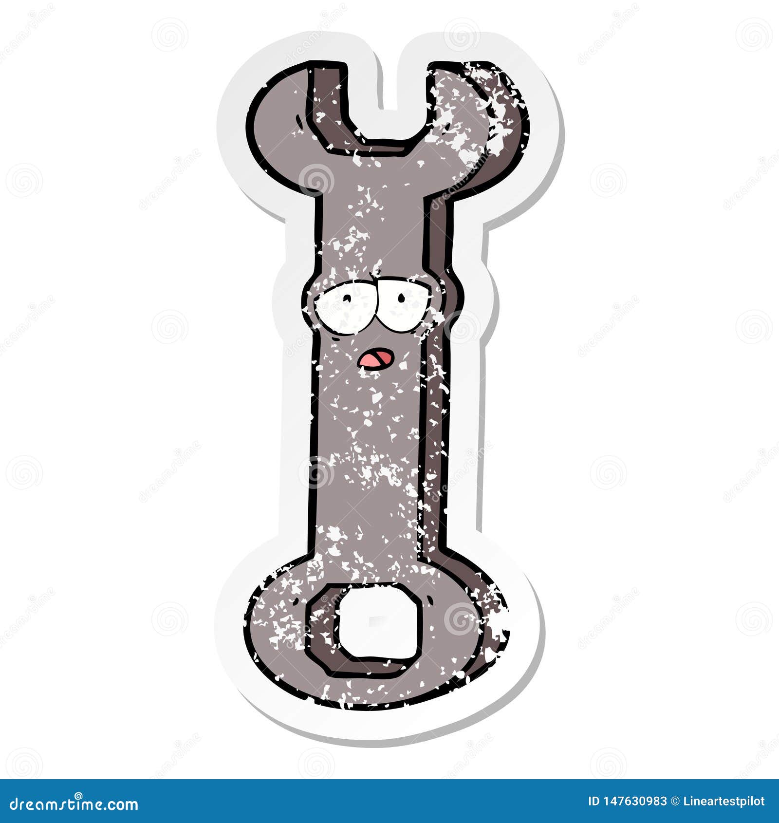 Distressed Sticker of a Cartoon Spanner Stock Vector - Illustration of ...