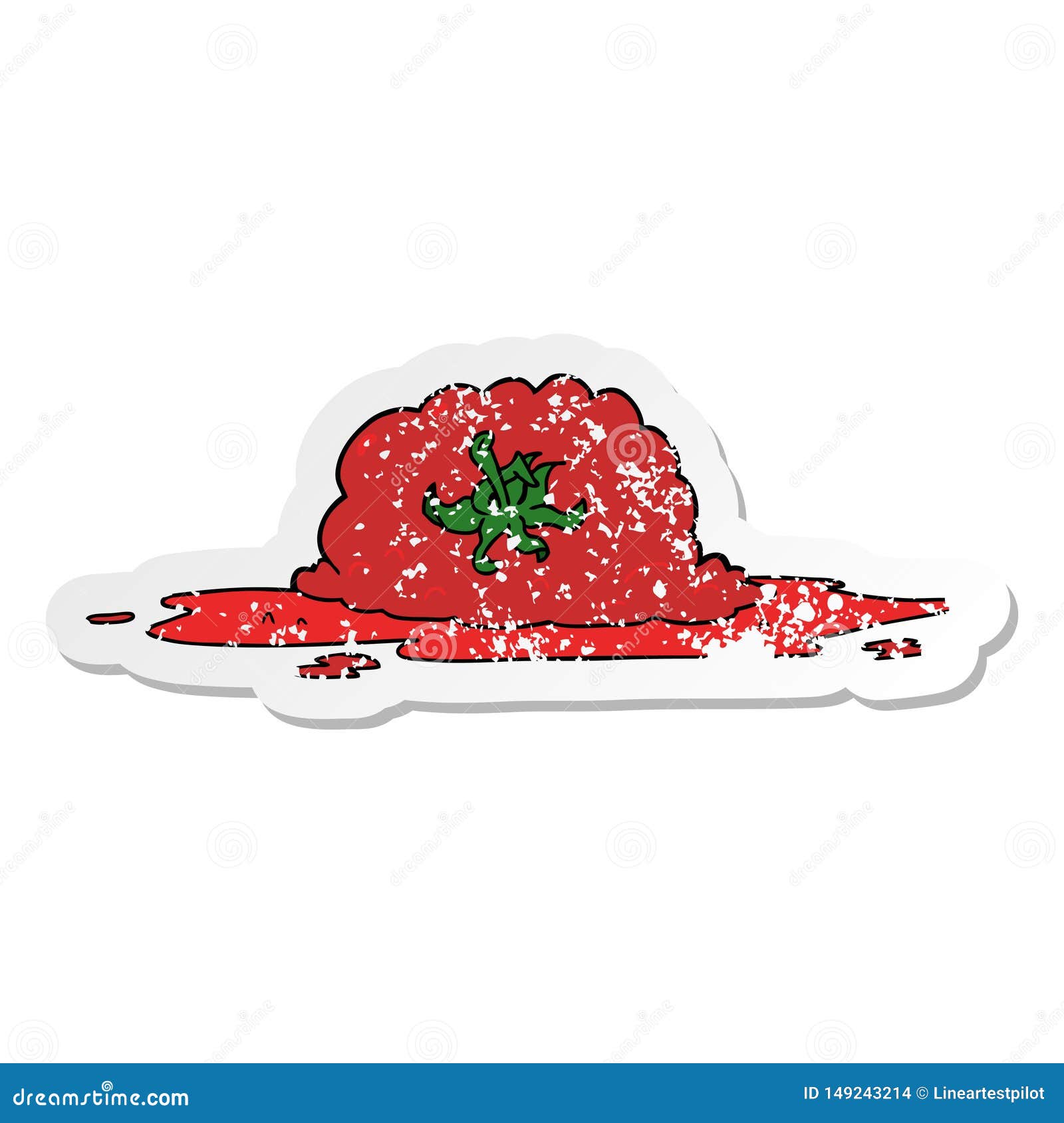 Distressed Sticker of a Cartoon Squashed Tomato Stock Vector ...