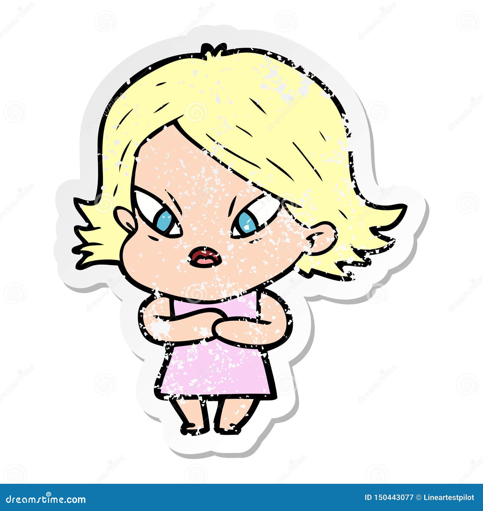 Distressed Sticker of a Cartoon Stressed Woman Stock Vector ...