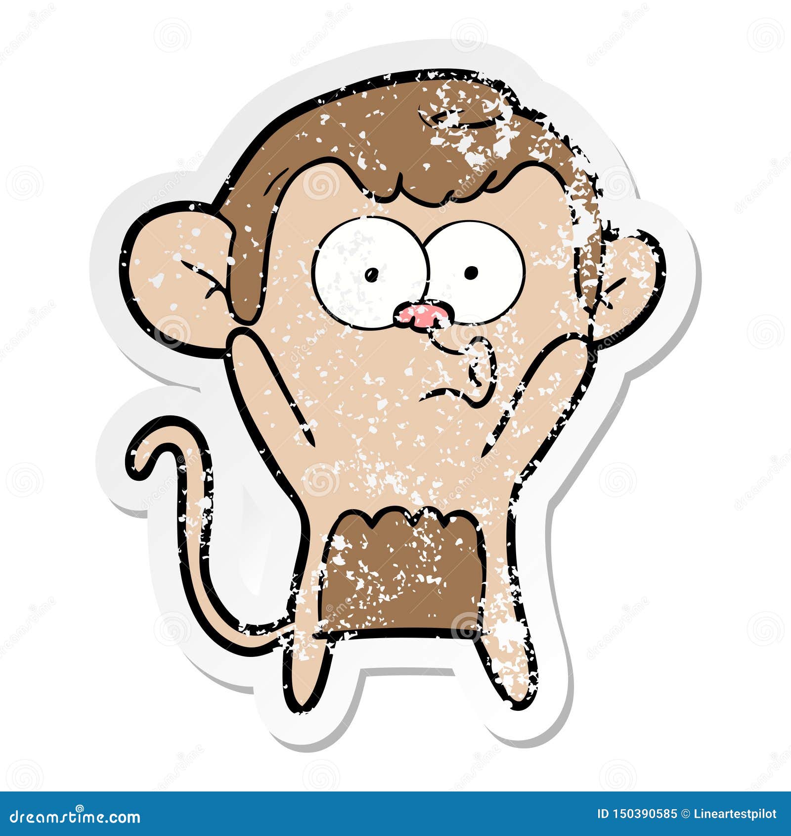 Distressed Sticker of a Cartoon Surprised Monkey Stock Vector ...