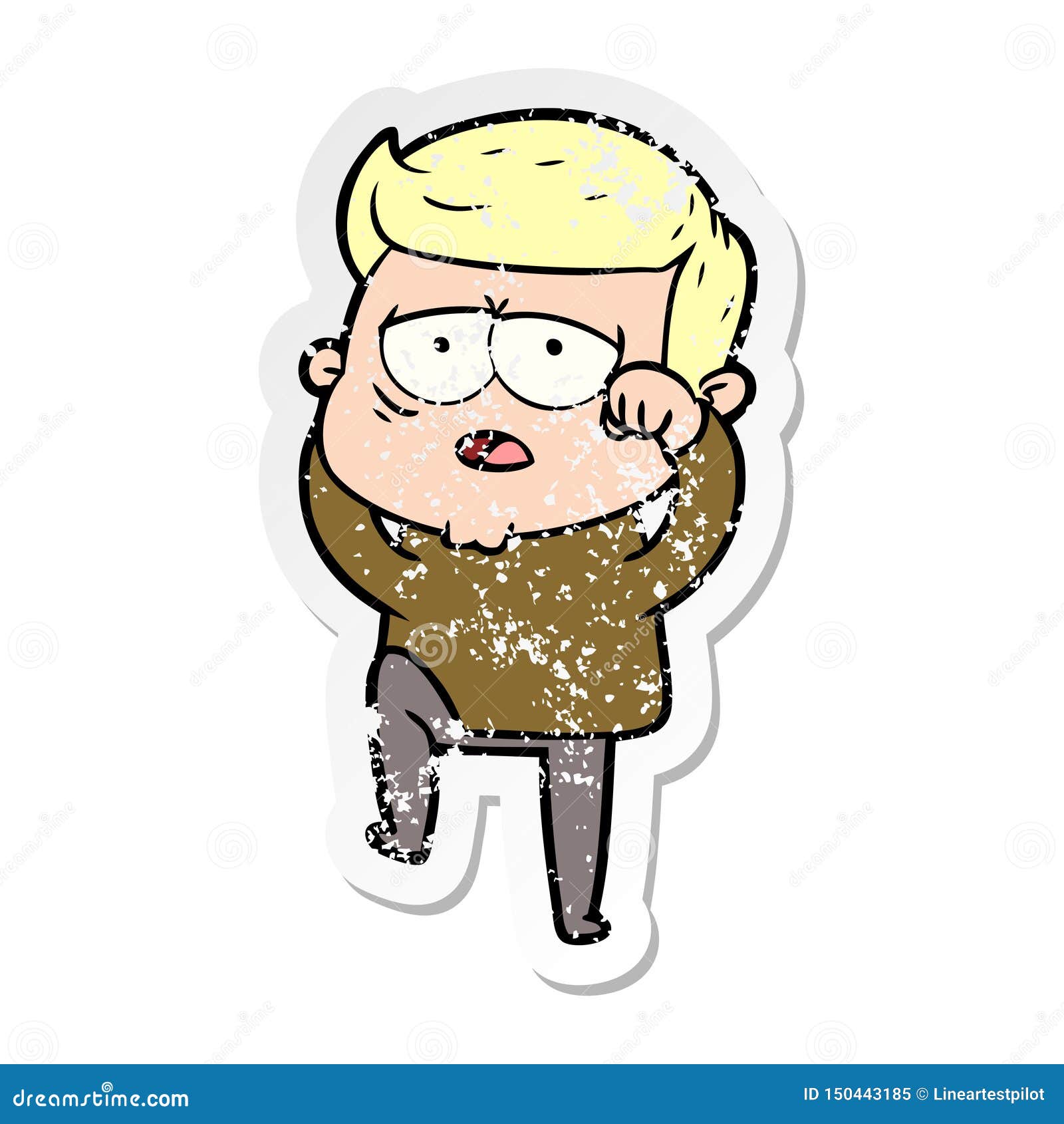 Distressed Sticker of a Cartoon Tired Man Stock Vector - Illustration ...