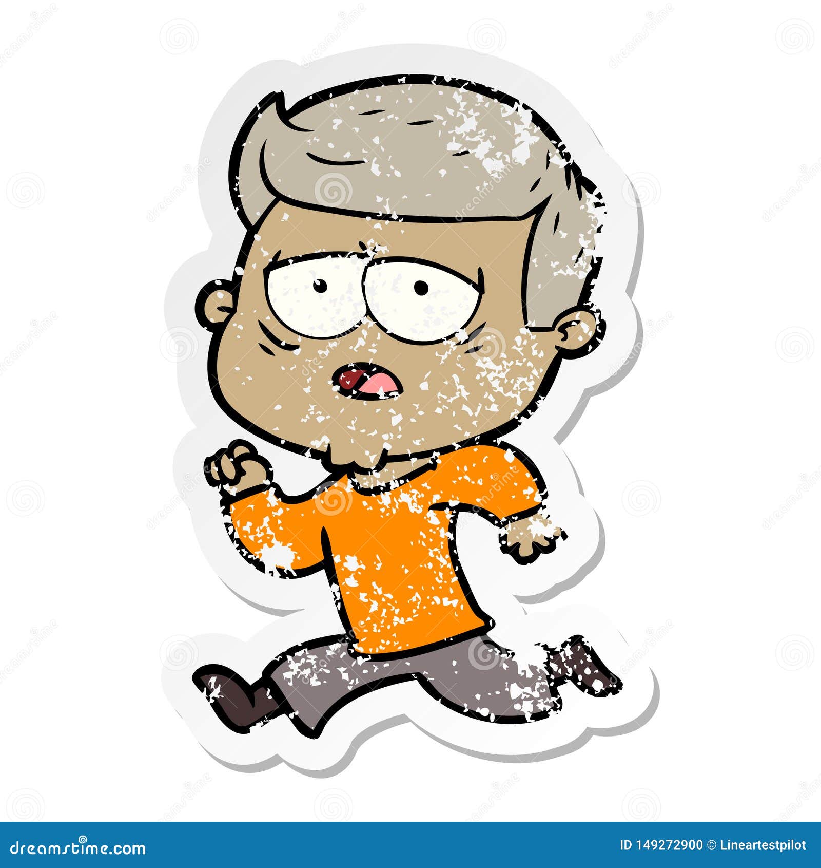 Distressed Sticker of a Cartoon Tired Man Stock Vector - Illustration ...