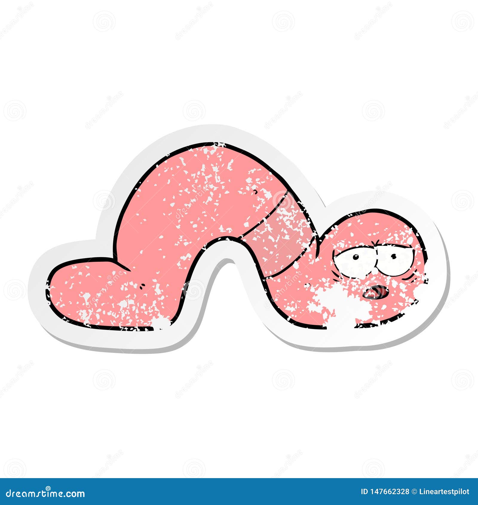 Distressed Sticker of a Cartoon Tired Worm Stock Vector - Illustration ...