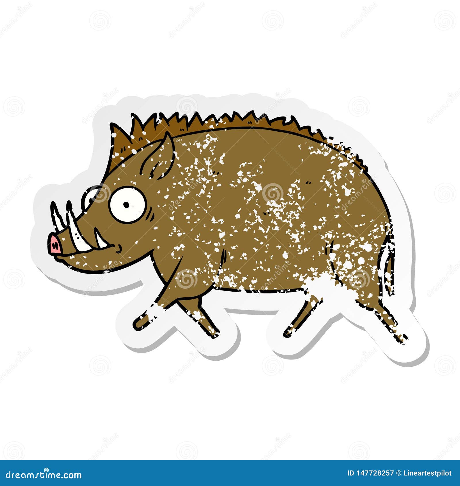 Distressed Sticker of a Cartoon Wild Boar Stock Vector - Illustration ...