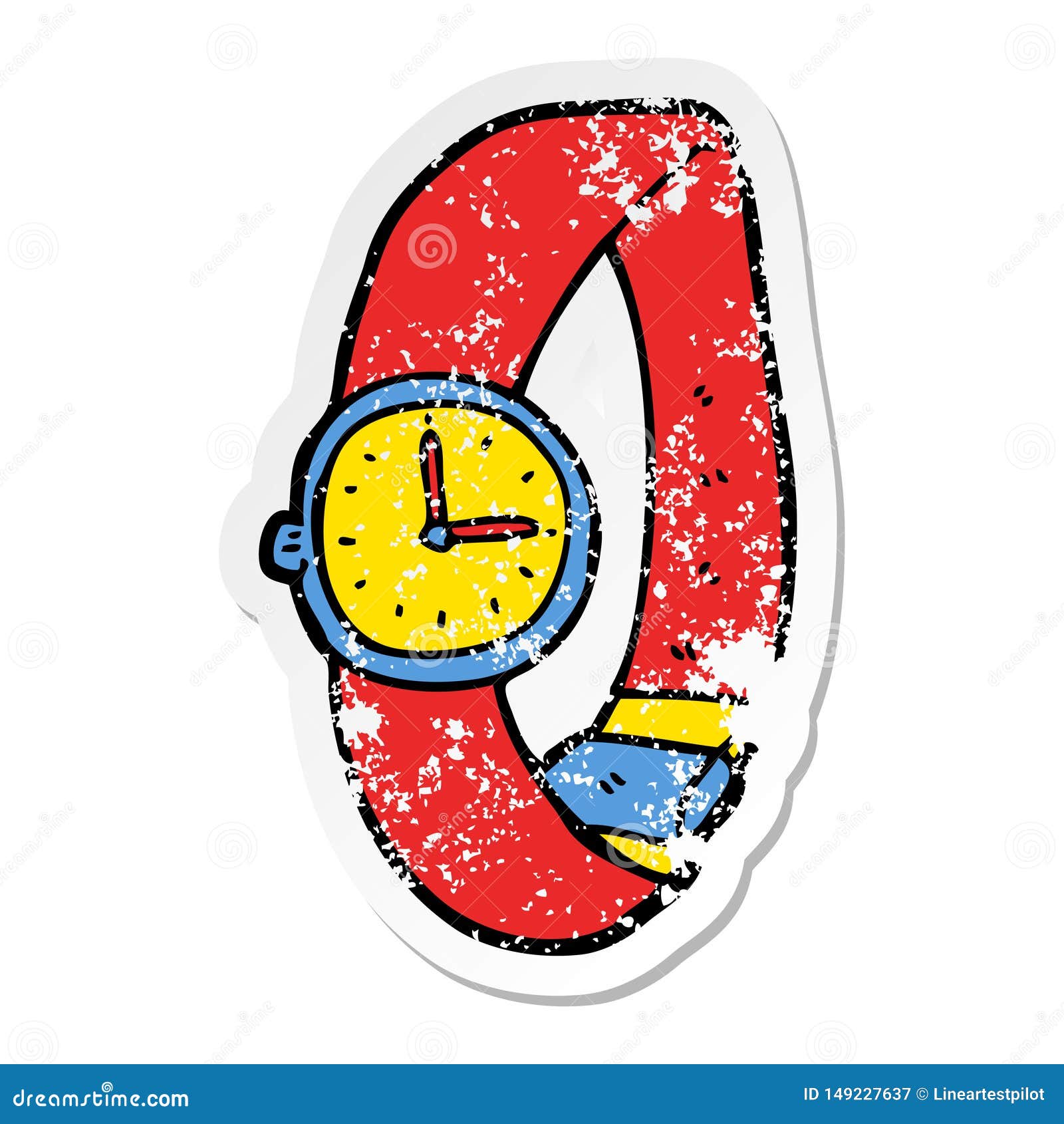Distressed Sticker of a Cartoon Wrist Watch Stock Vector - Illustration ...