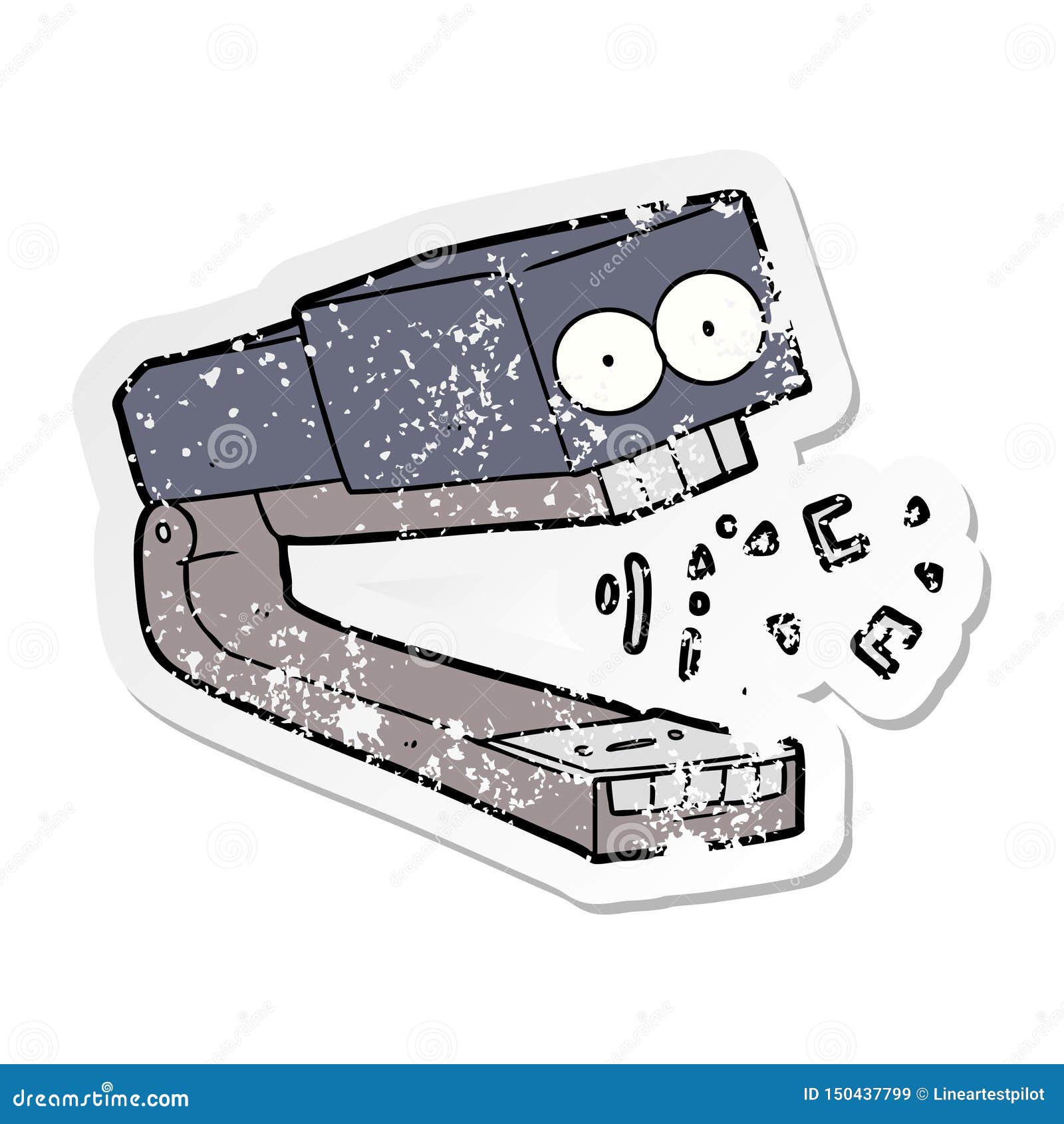 Distressed Sticker of a Crazy Cartoon Stapler Stock Vector ...