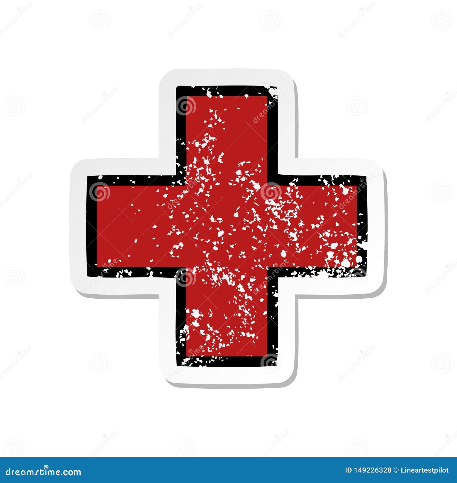 Distressed Sticker of a Cute Cartoon Addition Symbol Stock Vector ...