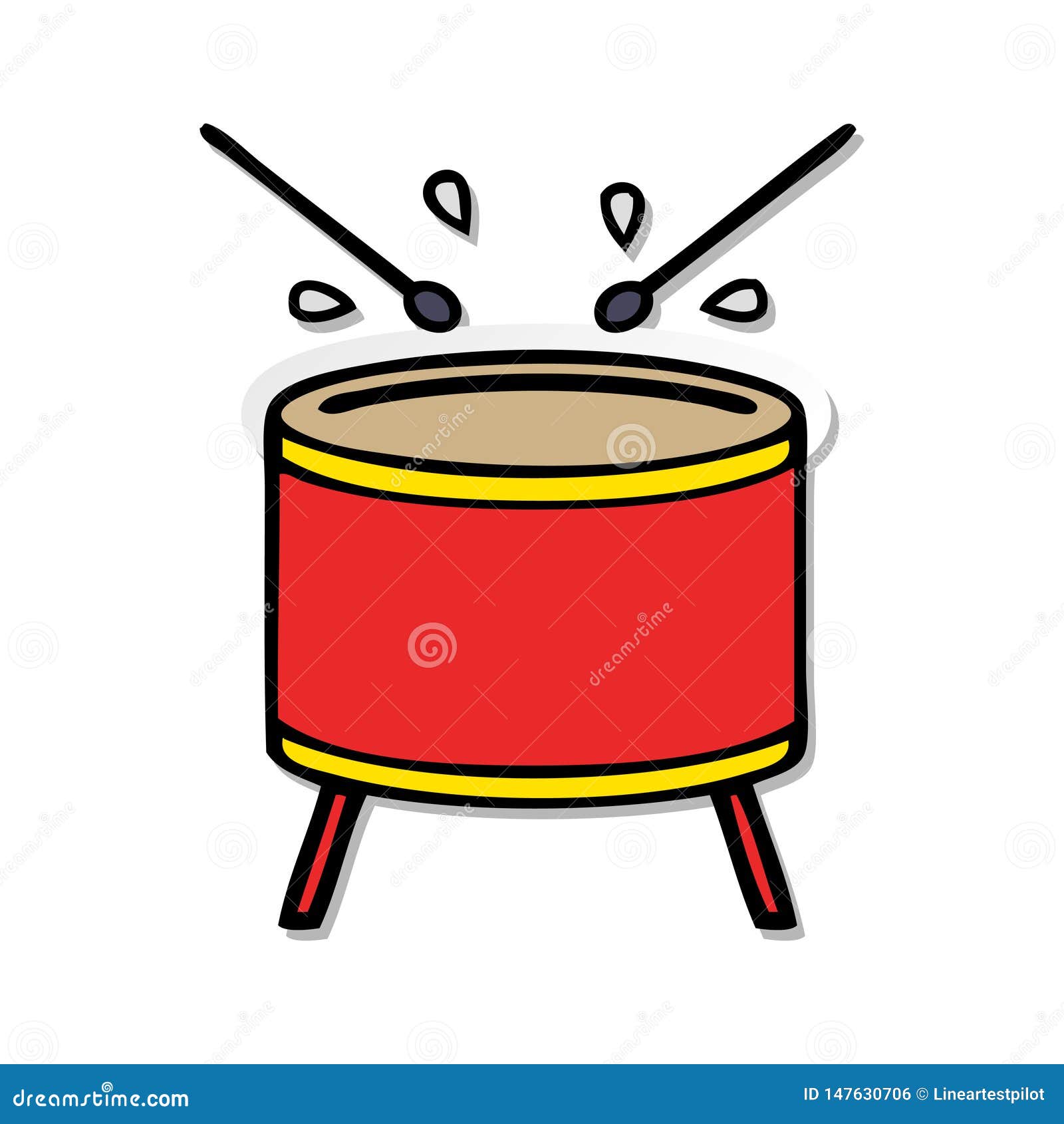 Distressed Sticker of a Cute Cartoon Beating Drum Stock Vector ...