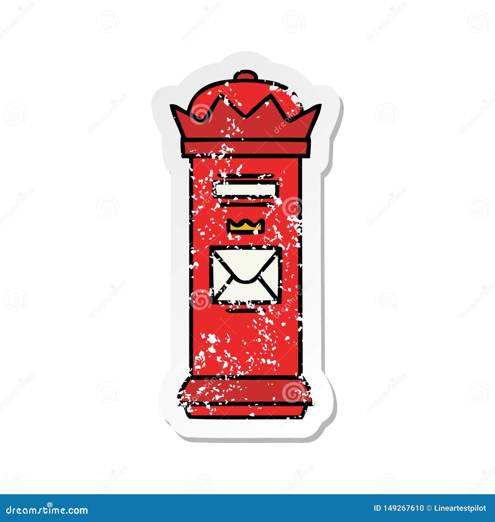 Distressed Sticker of a Cute Cartoon British Post Box Stock Vector ...