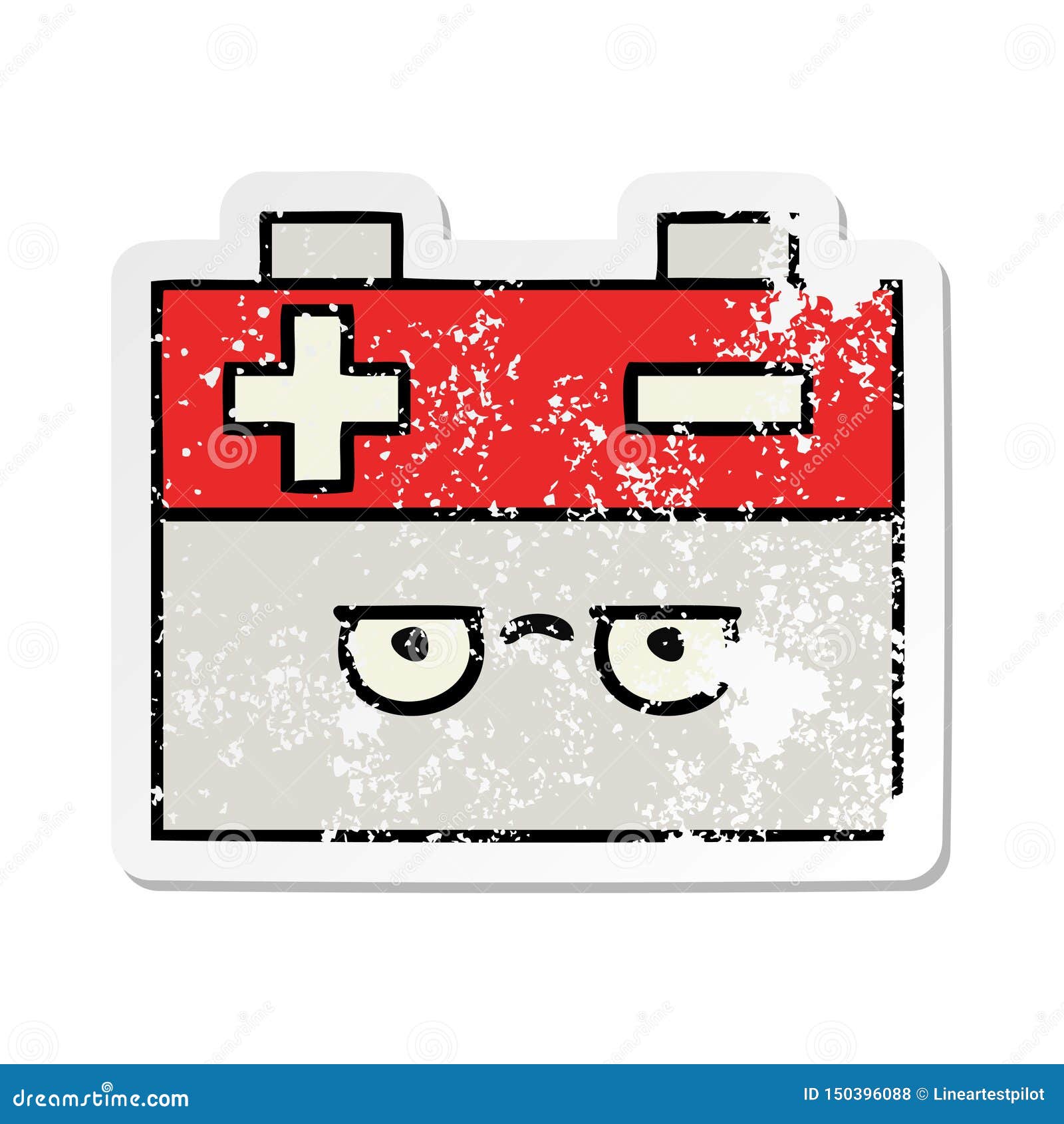 Distressed Sticker of a Cute Cartoon Car Battery Stock Vector ...