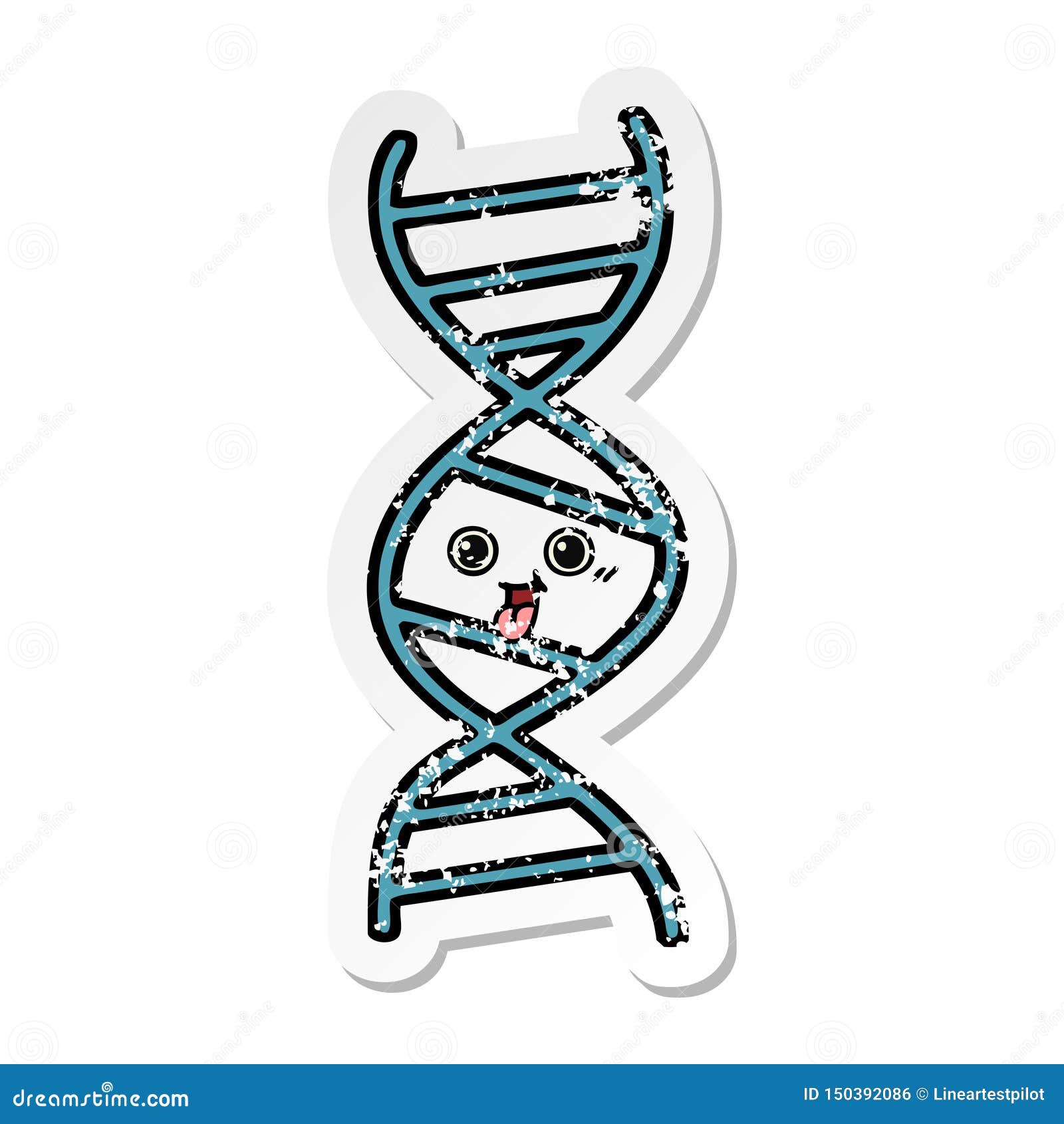 Distressed Sticker of a Cute Cartoon DNA Strand Stock Vector ...
