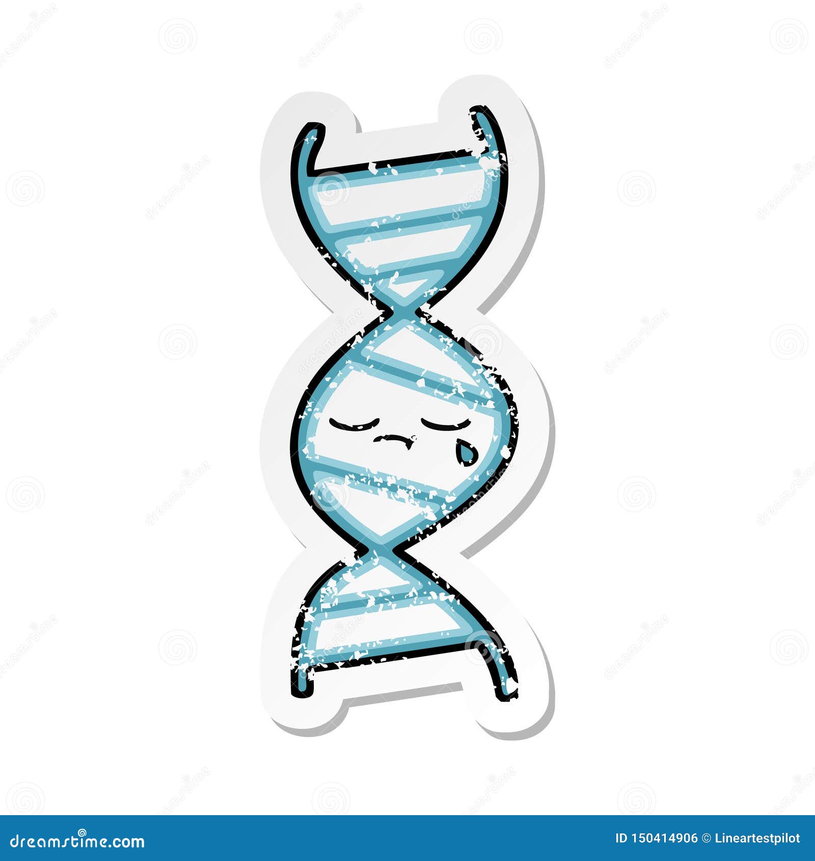 Distressed Sticker of a Cute Cartoon DNA Strand Stock Vector ...