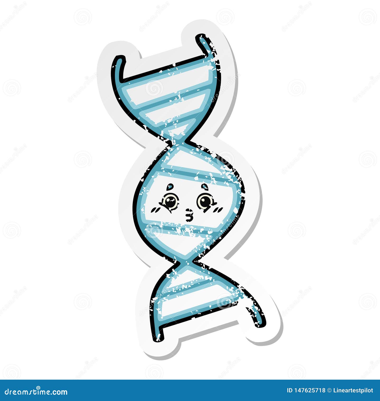 Distressed Sticker of a Cute Cartoon DNA Strand Stock Vector ...