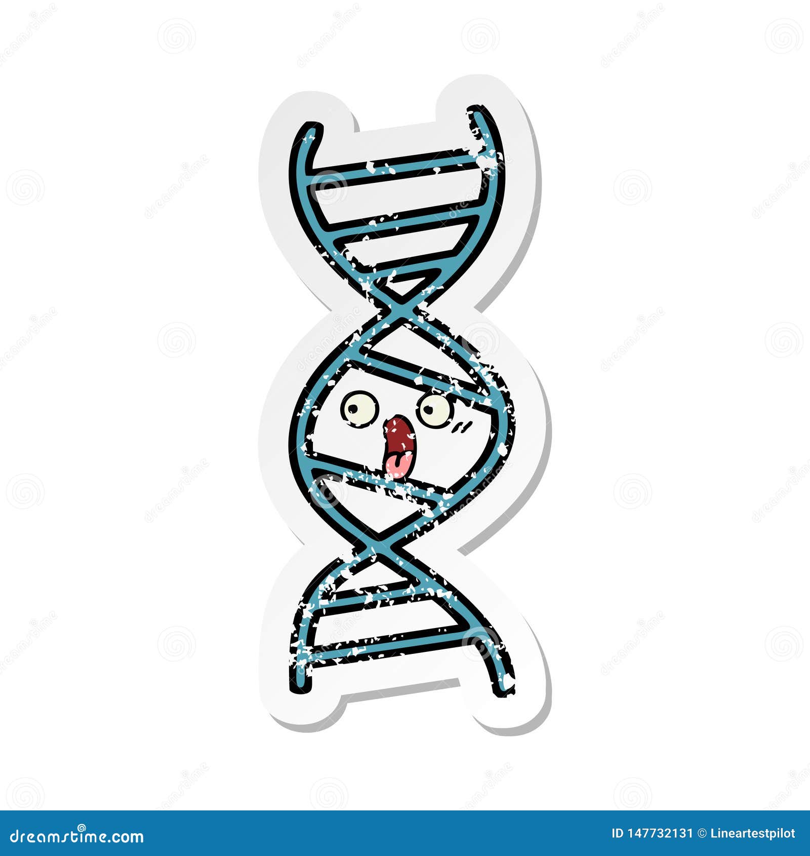 Distressed Sticker of a Cute Cartoon DNA Strand Stock Vector ...