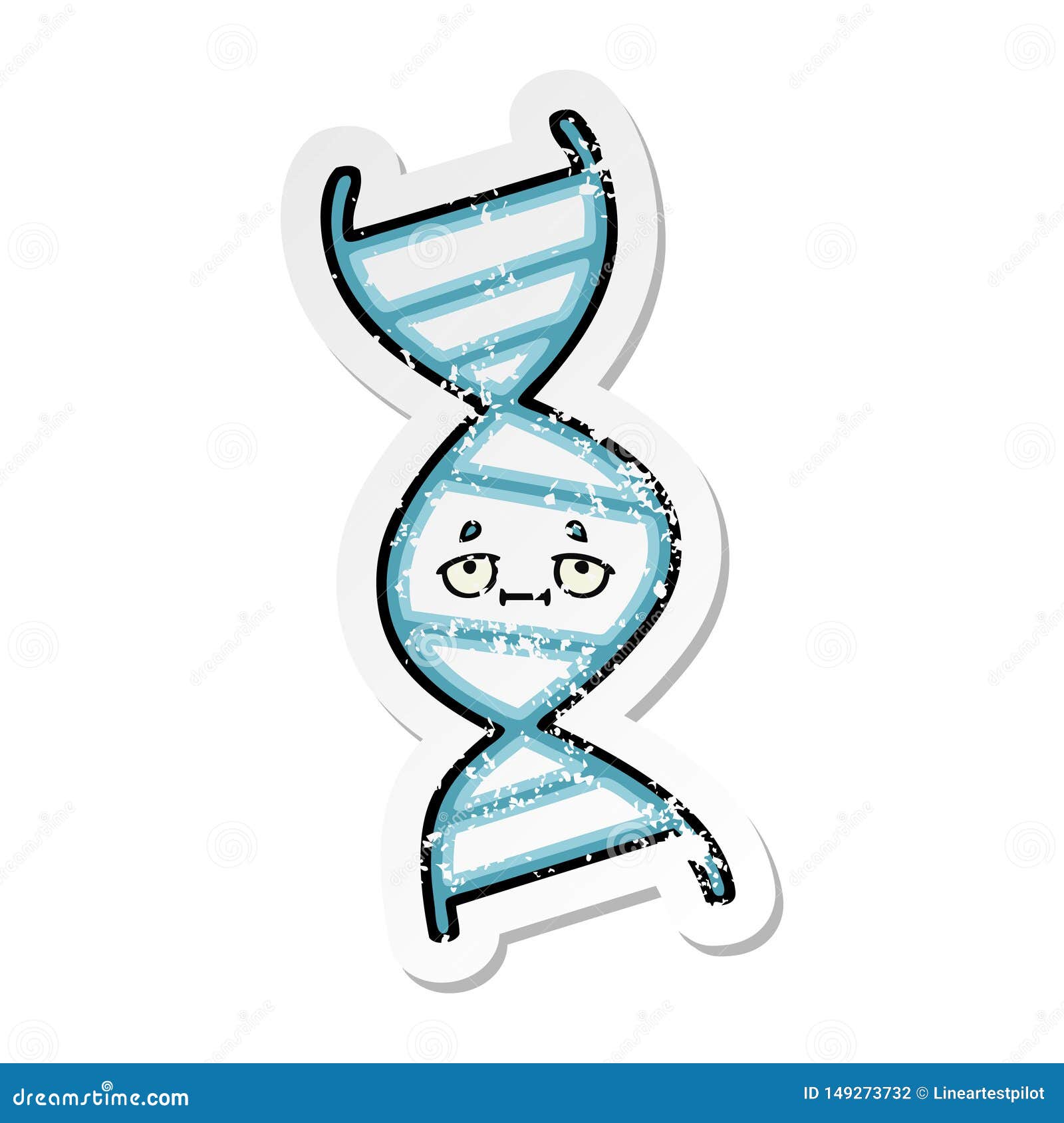 Distressed Sticker of a Cute Cartoon DNA Strand Stock Vector ...