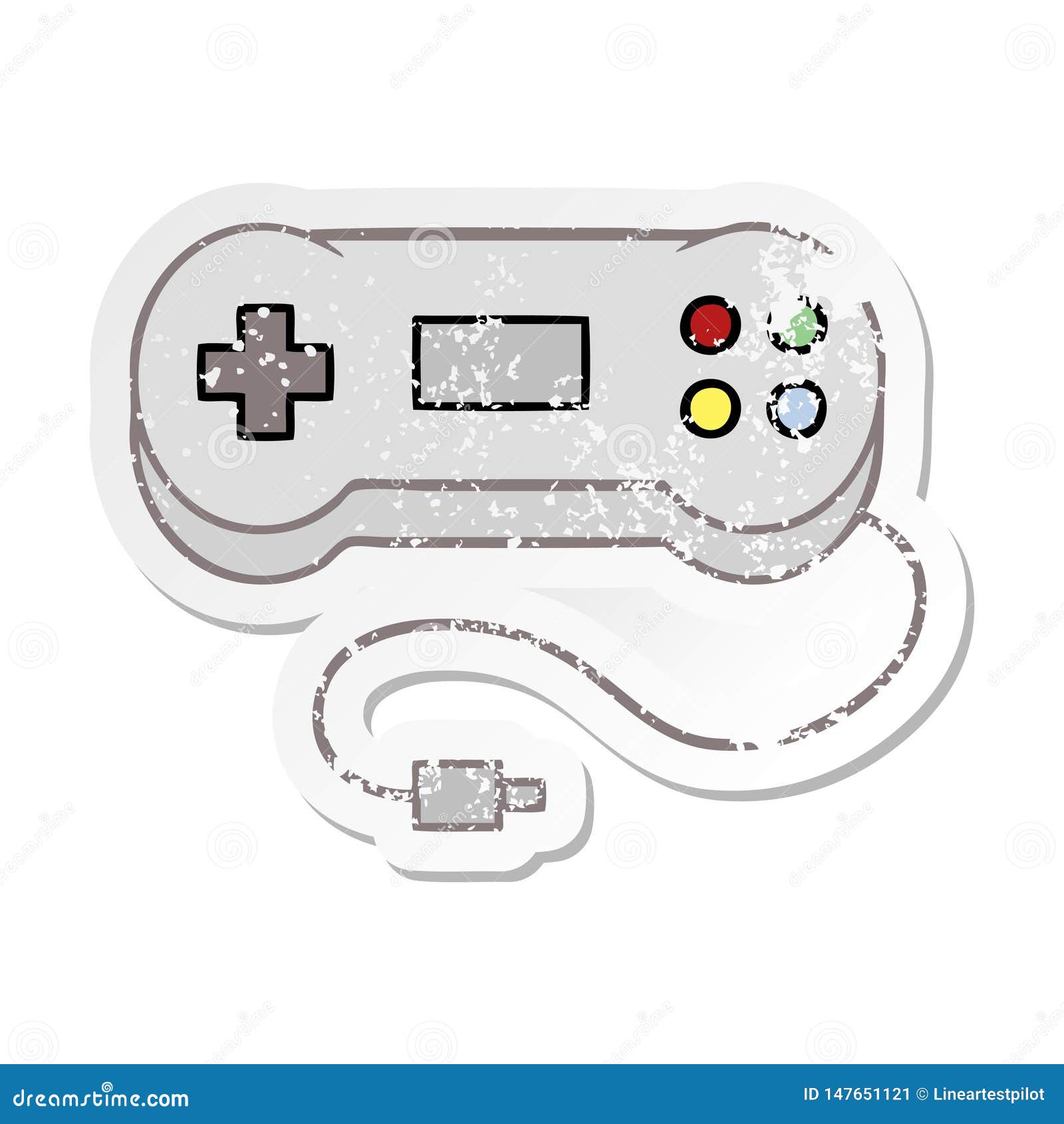 Distressed Sticker of a Cute Cartoon Game Controller Stock Vector ...