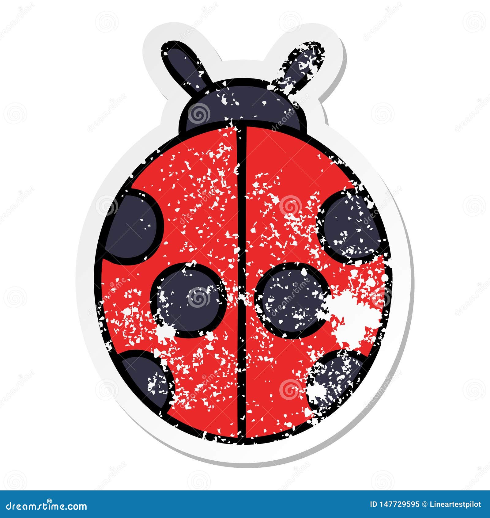 Distressed Sticker of a Cute Cartoon Lady Bug Stock Vector ...
