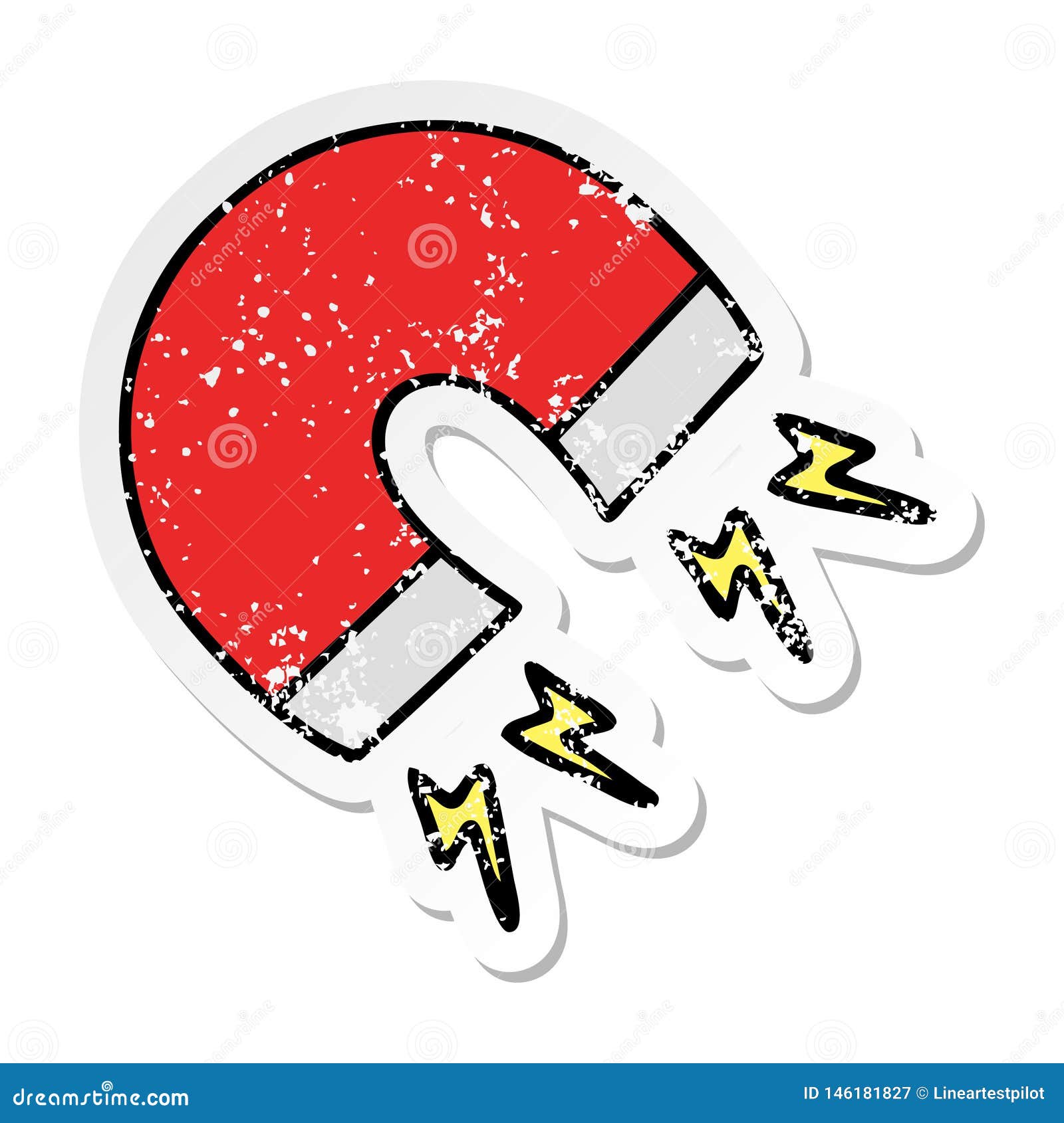 Distressed Sticker of a Cute Cartoon Magnet Stock Vector - Illustration ...