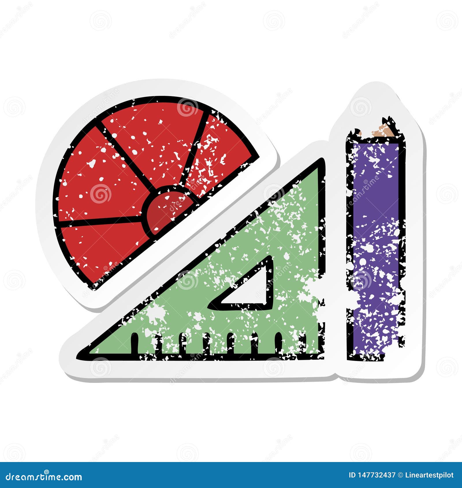 Distressed Sticker of a Cute Cartoon Maths Kit Stock Vector ...