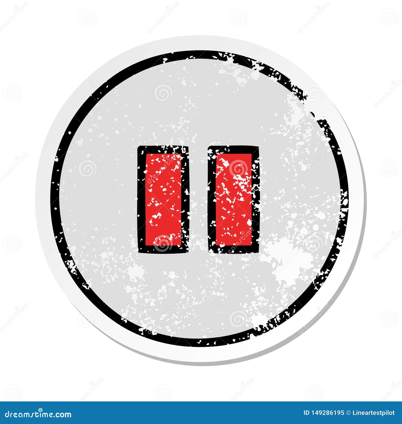 Distressed Sticker of a Cute Cartoon Pause Button Stock Vector ...