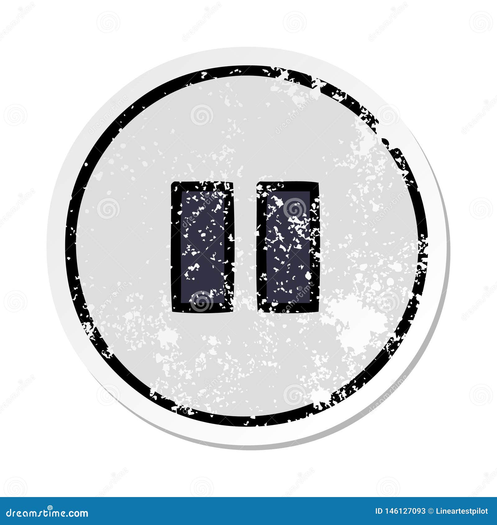 Distressed Sticker of a Cute Cartoon Pause Button Stock Vector ...