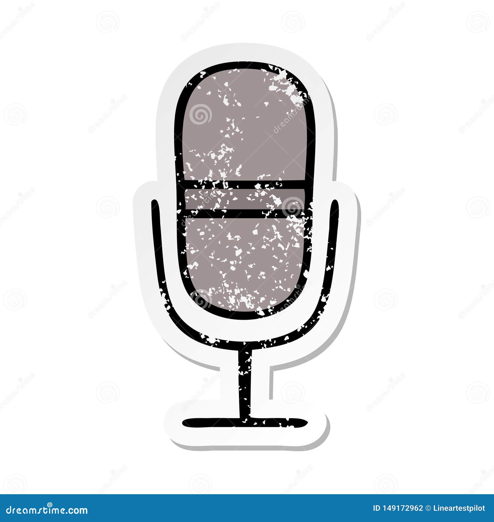 Distressed Sticker of a Cute Cartoon Retro Microphone Stock Vector ...