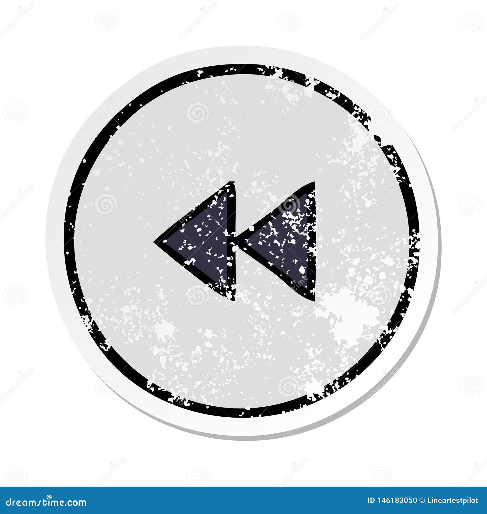 Distressed Sticker of a Cute Cartoon Rewind Button Stock Vector ...