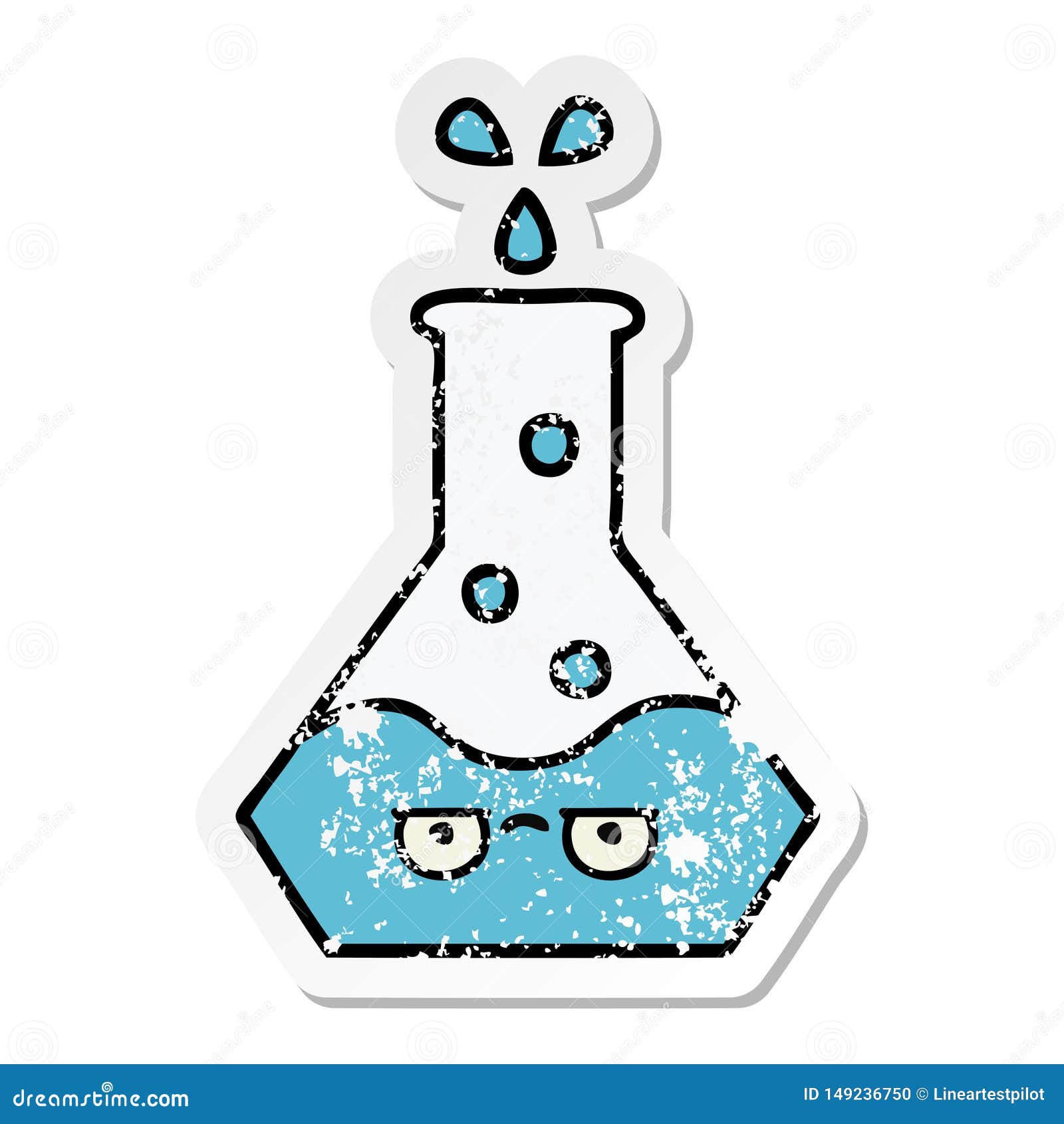 Distressed Sticker of a Cute Cartoon Science Beaker Stock Vector ...
