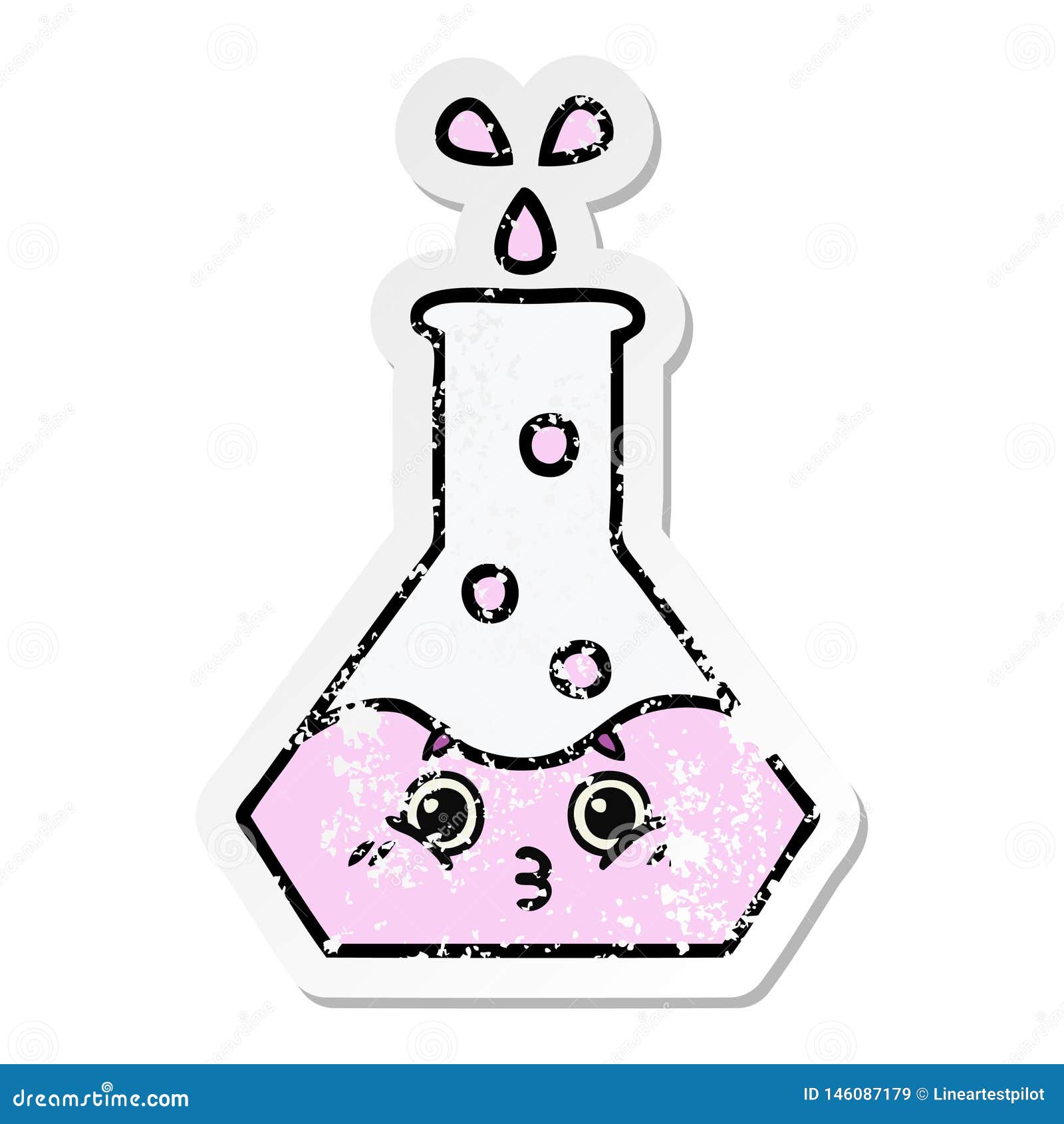 Distressed Sticker of a Cute Cartoon Science Beaker Stock Vector ...