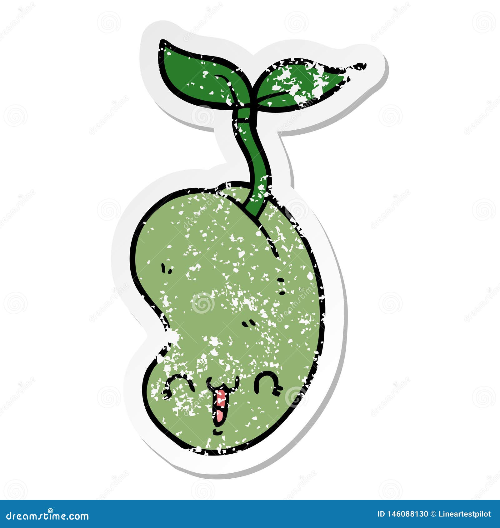 Distressed Sticker of a Cute Cartoon Seed Sprouting Stock Vector ...