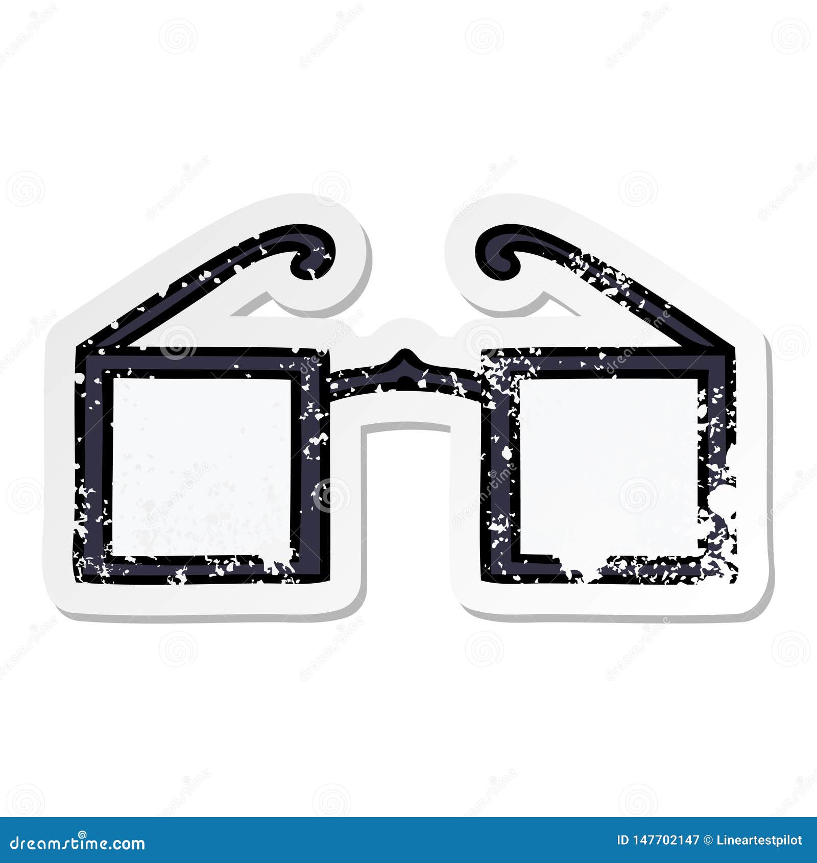 Distressed Sticker of a Cute Cartoon Square Glasses Stock Vector ...