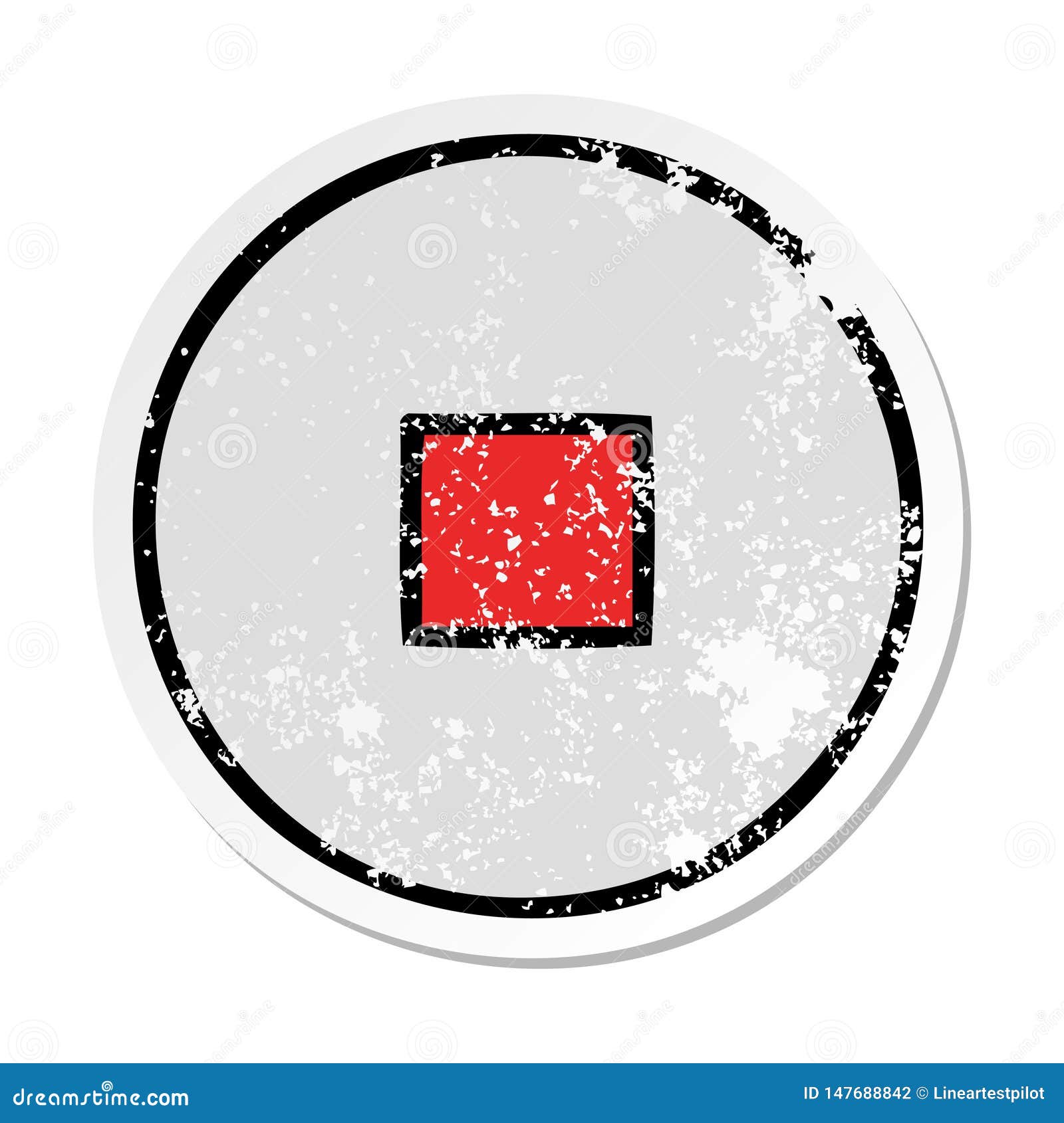 Distressed Sticker of a Cute Cartoon Stop Button Stock Vector ...