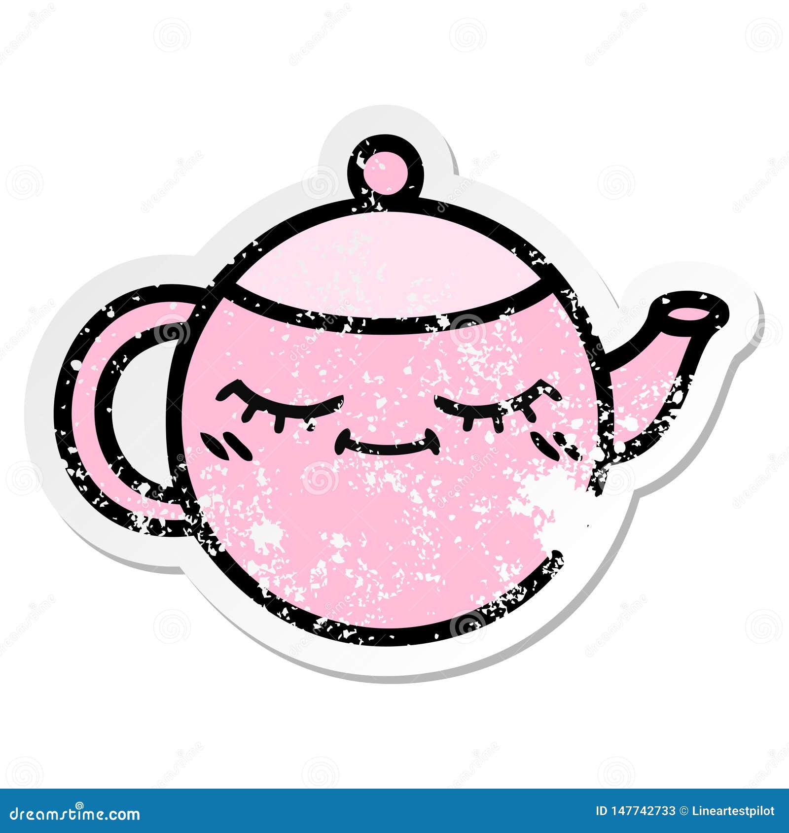 Distressed Sticker of a Cute Cartoon Teapot Stock Vector - Illustration ...