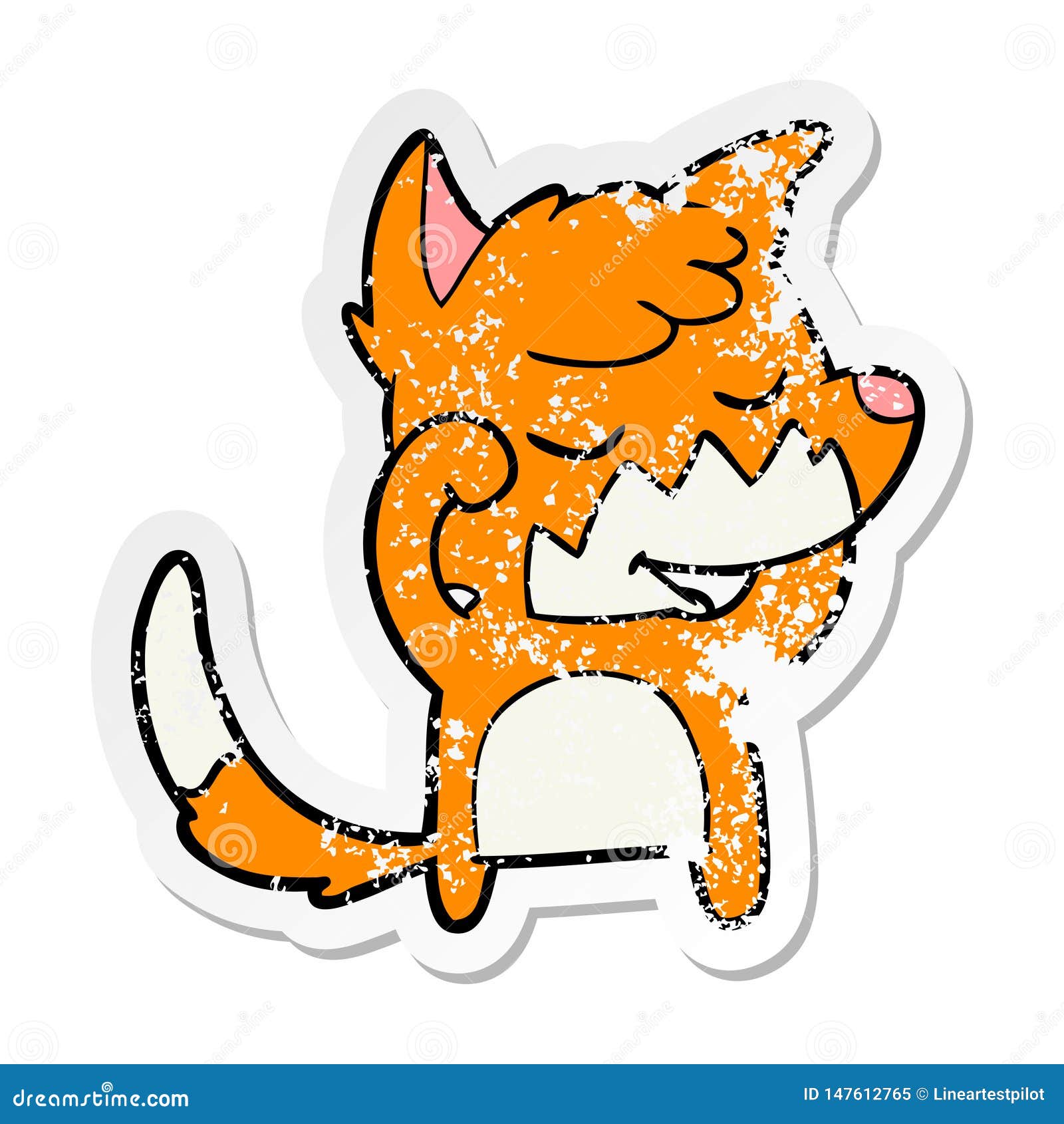 Distressed Sticker of a Friendly Cartoon Fox Waking Up Stock Vector ...