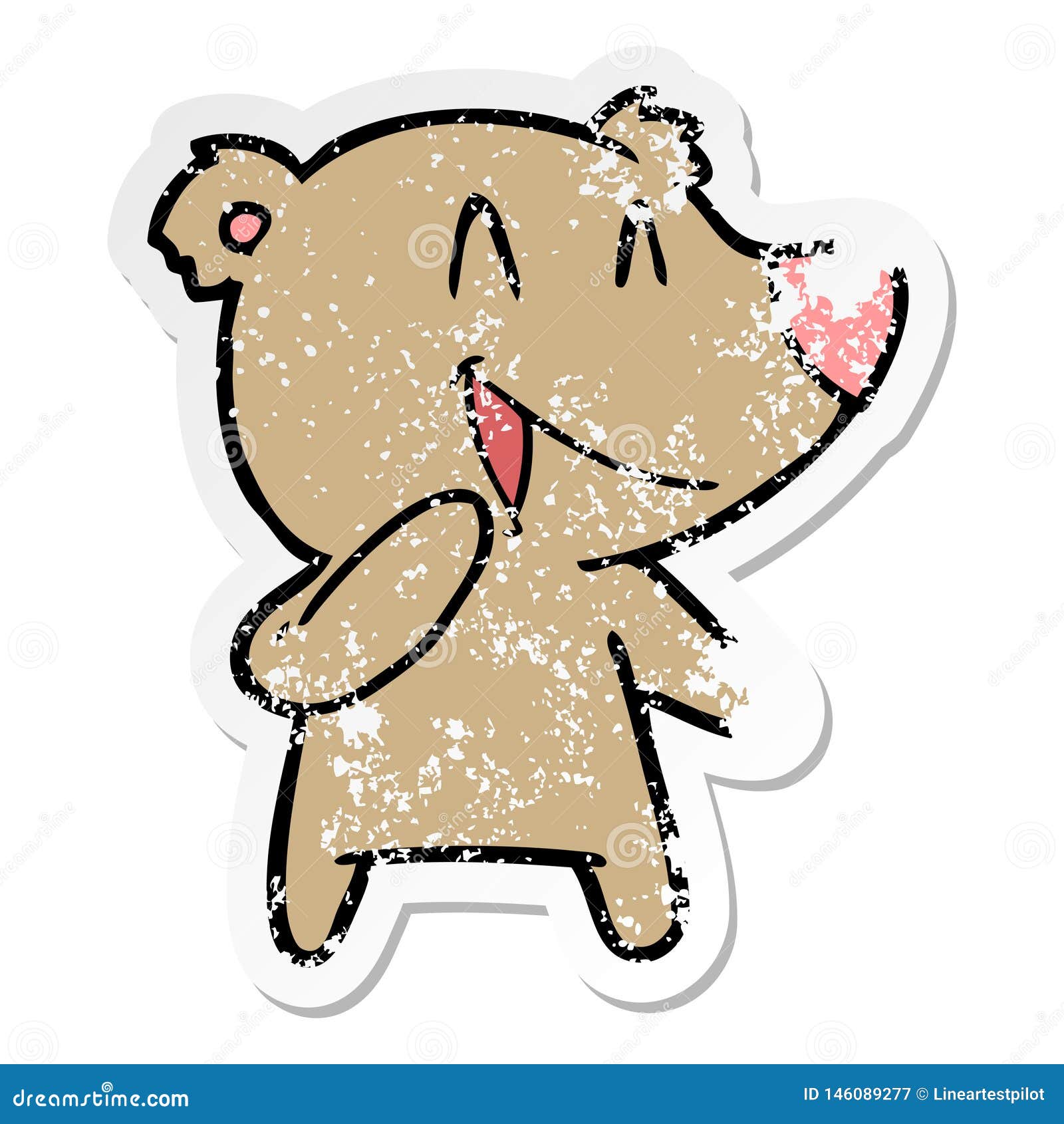 Distressed Sticker of a Laughing Bear Cartoon Stock Vector ...