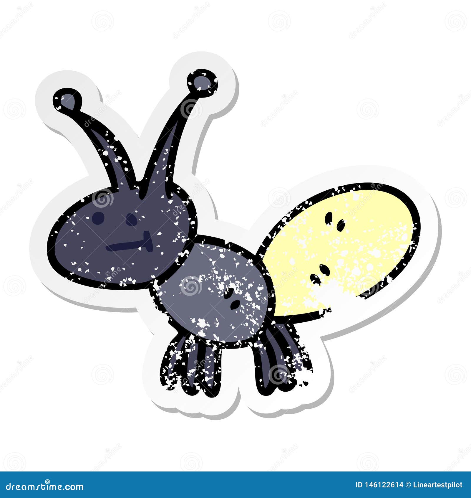 Distressed Sticker of a Quirky Hand Drawn Cartoon Light Bug Stock ...
