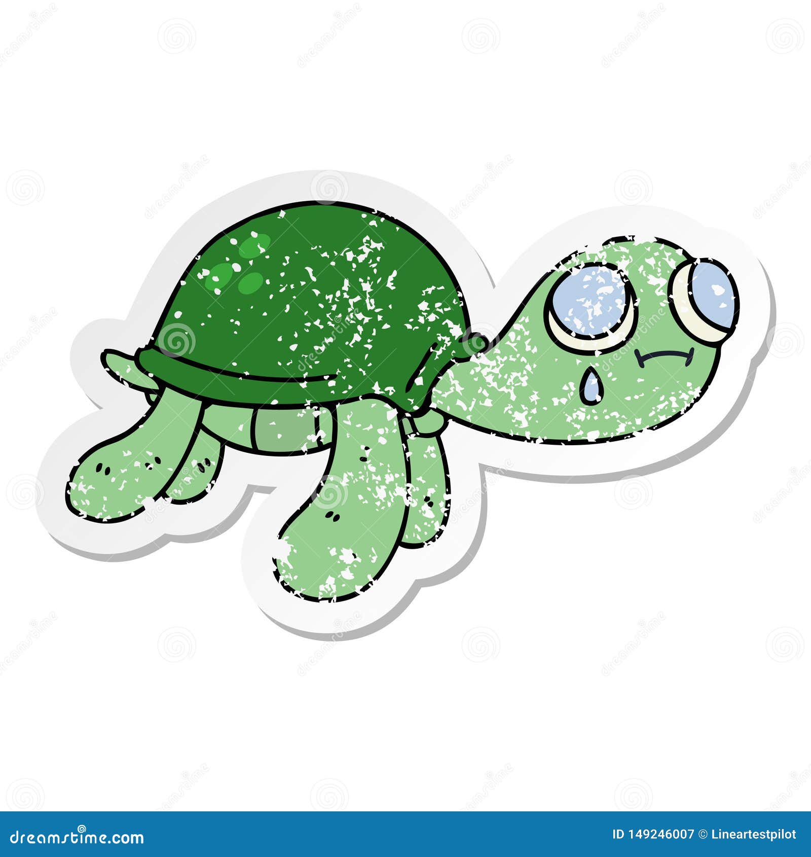 Distressed Sticker of a Quirky Hand Drawn Cartoon Turtle Stock Vector ...