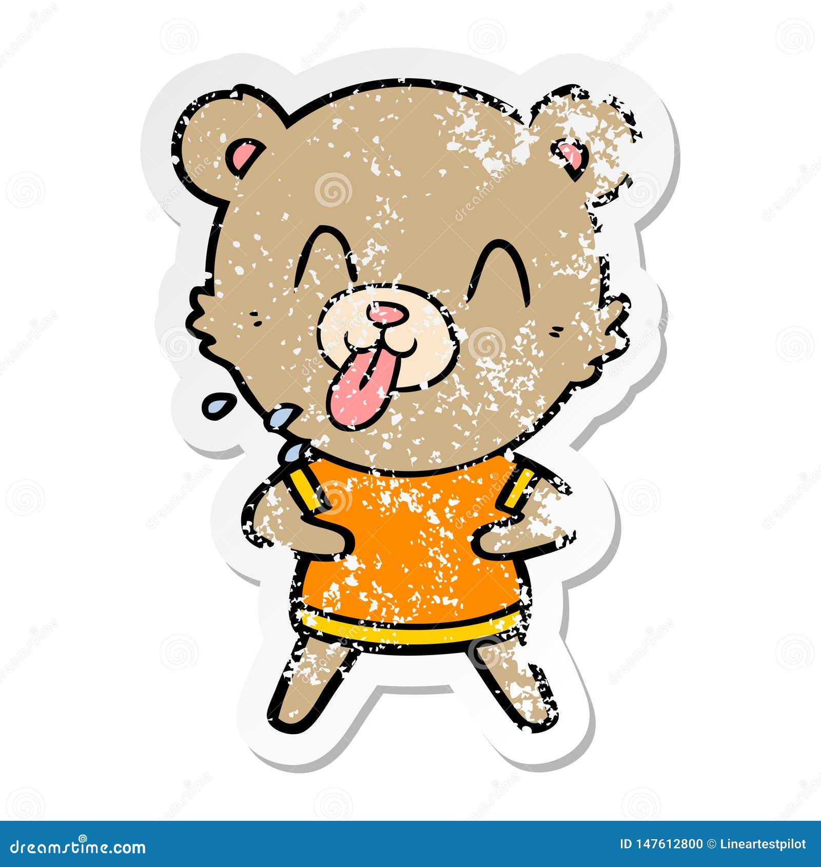 Distressed Sticker of a Rude Cartoon Bear Stock Vector - Illustration ...