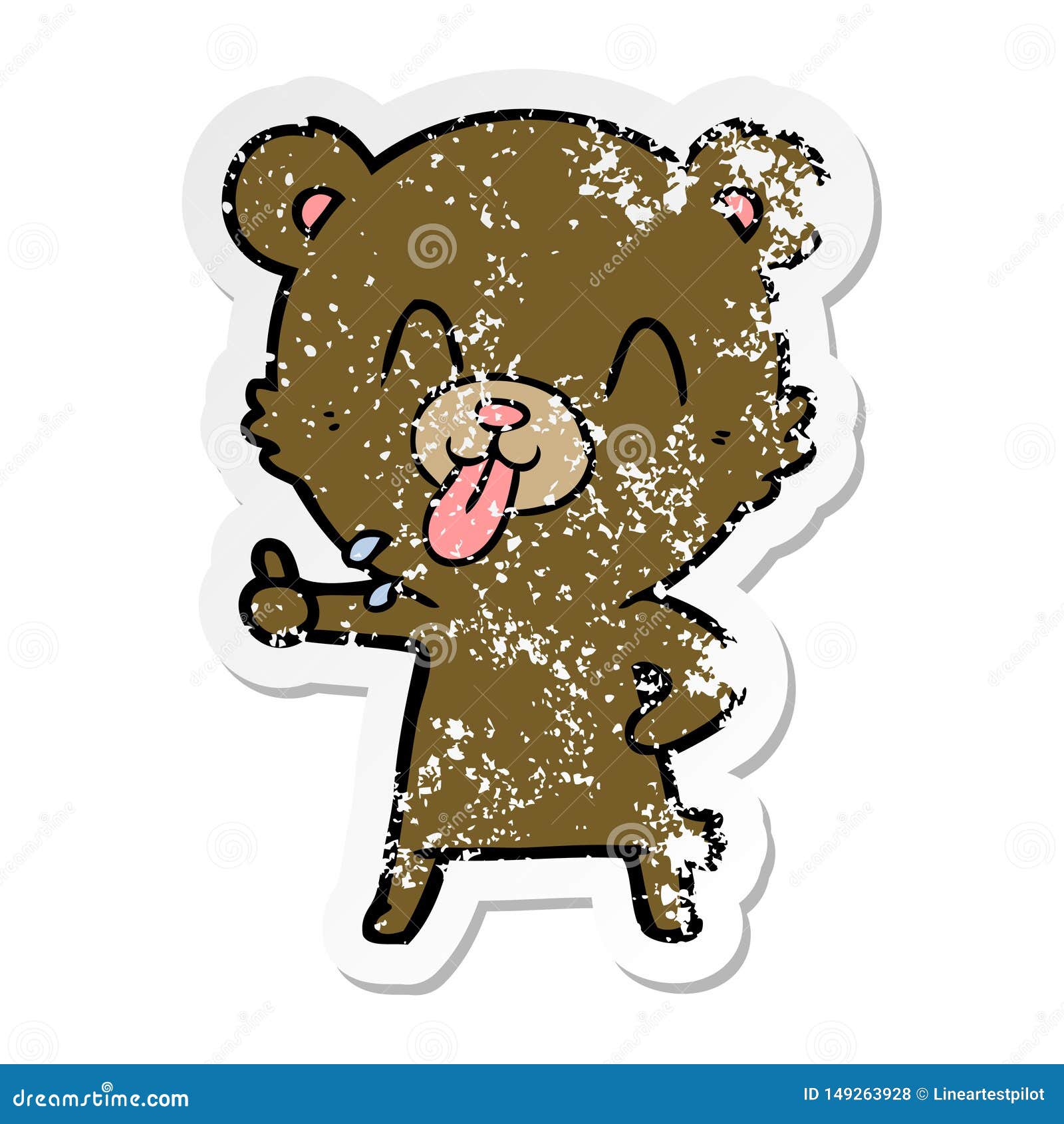 Distressed Sticker of a Rude Cartoon Bear Stock Vector - Illustration ...
