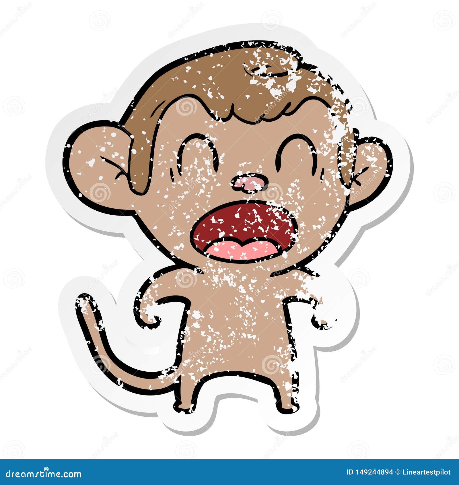 Distressed Sticker of a Shouting Cartoon Monkey Stock Vector ...