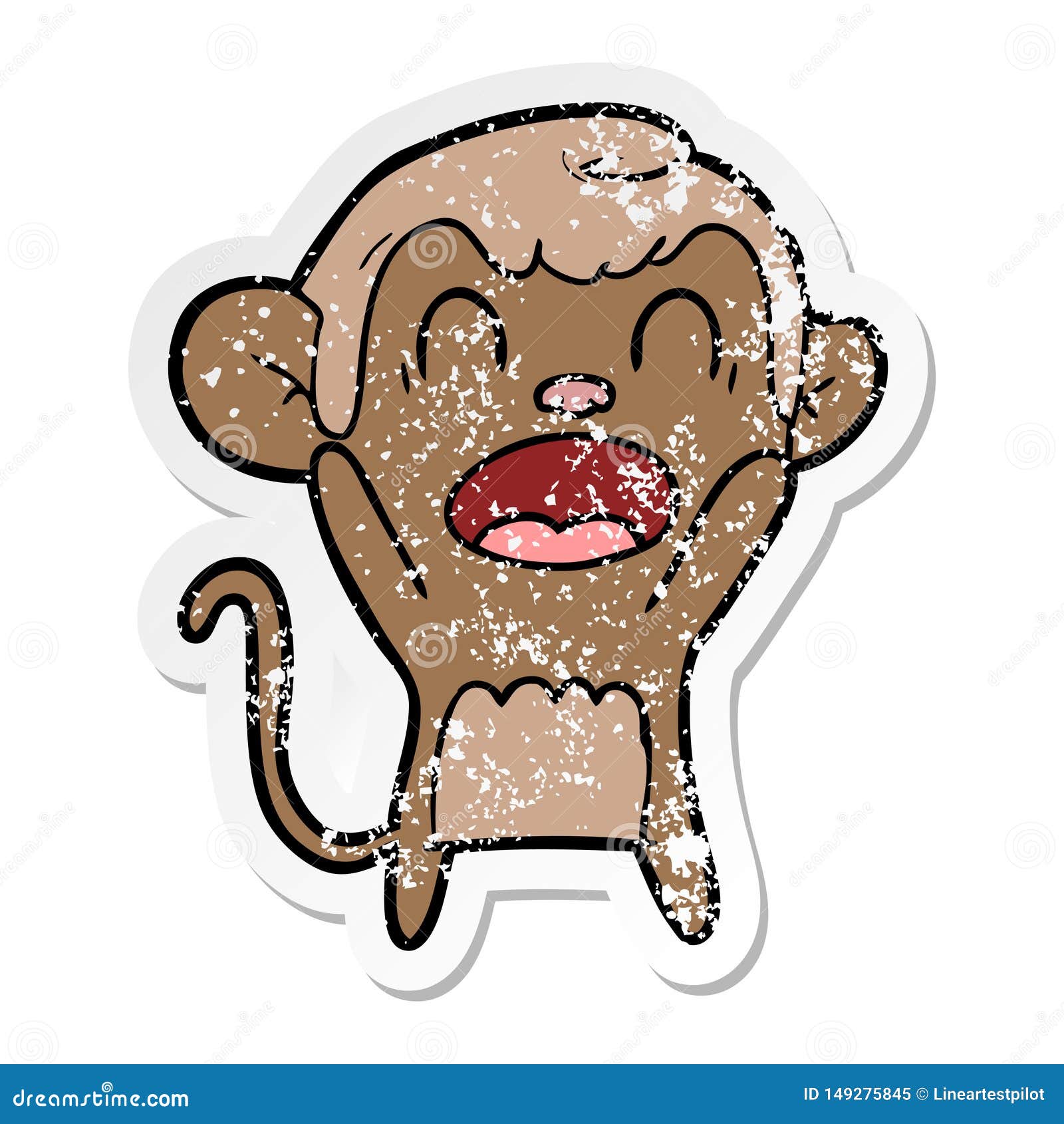 Distressed Sticker of a Shouting Cartoon Monkey Stock Vector ...