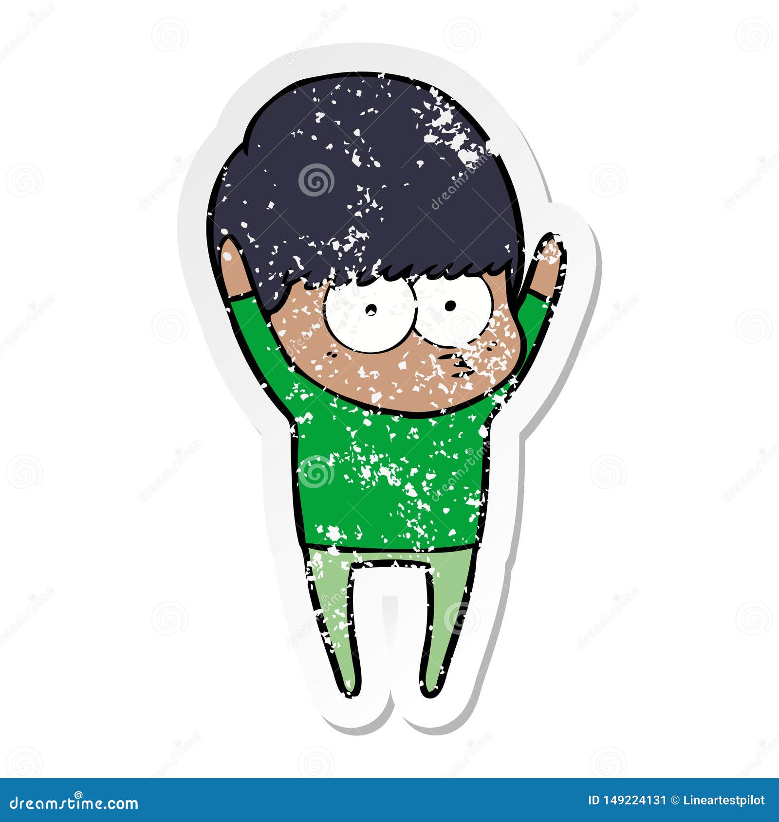 Distressed Sticker of a Stretching Cartoon Boy Stock Vector ...